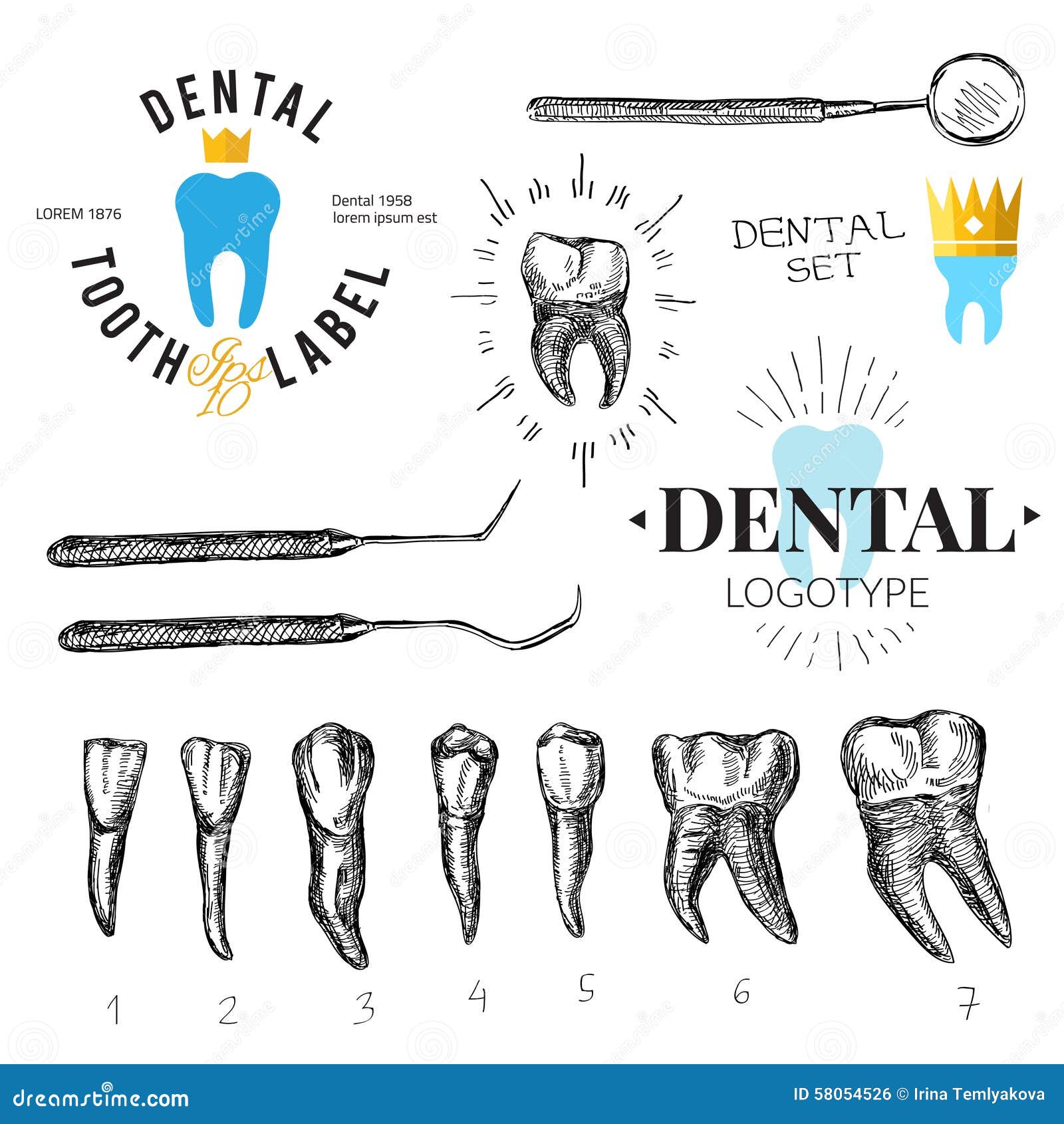 Dental Labels and Icons Set. Vector Stock Vector - Illustration of ...