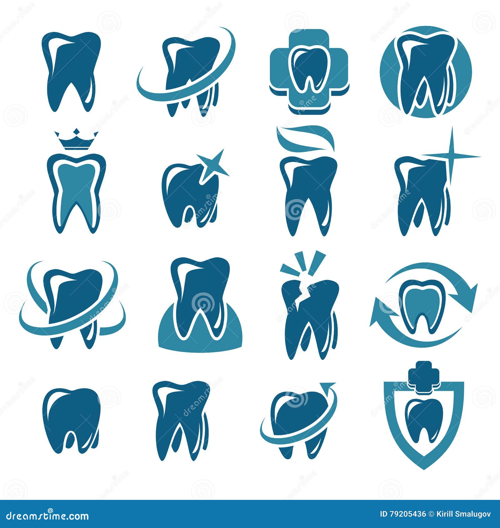 Dental Labels and Icons Set. Vector Stock Vector - Illustration of blue ...