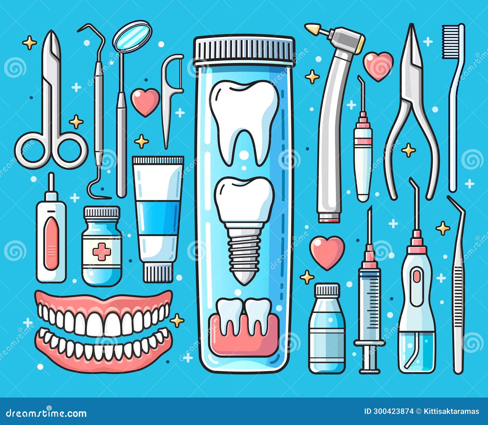 Dental Medical Elements Background. Teeth Equipment Tools Stock ...