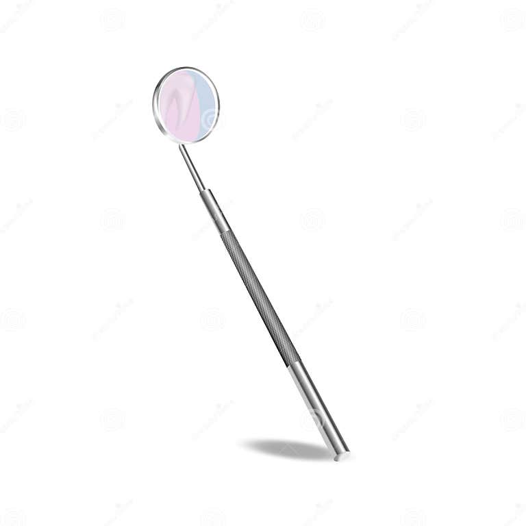 Dental Mirror with Tooth Reflection. Vector Illustration, Realistic 3D ...