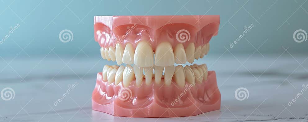 Dental Model Showing Human Teeth on a Marble Surface Stock Image ...