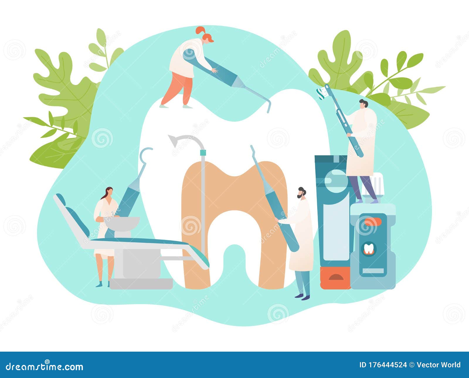 Dental Office Banner Concept Oral Hygiene And Tooth Care Poster Tiny