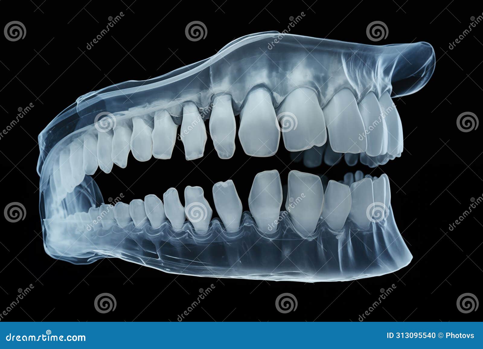 In Dental Office with a 3D Scan Model of Patient Jaw Teeth Based on ...