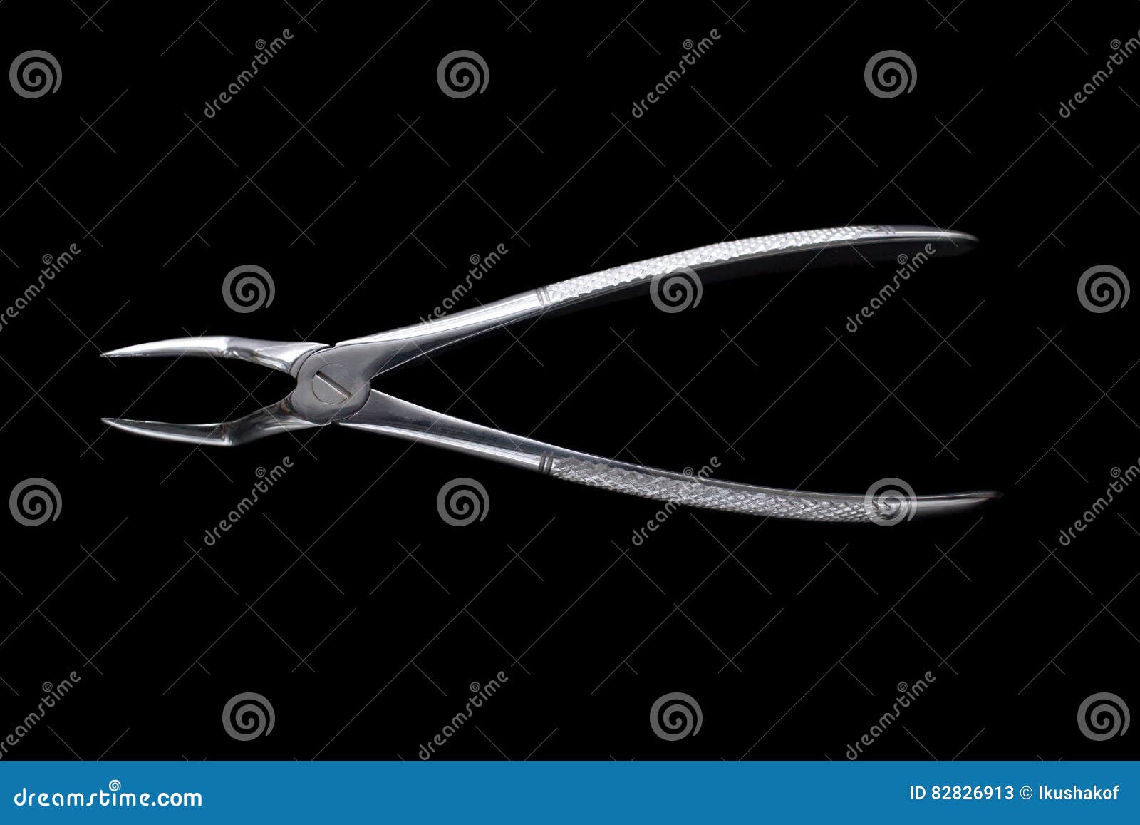 Dental Pincers To Remove the Front Teeth on Black Background Stock ...
