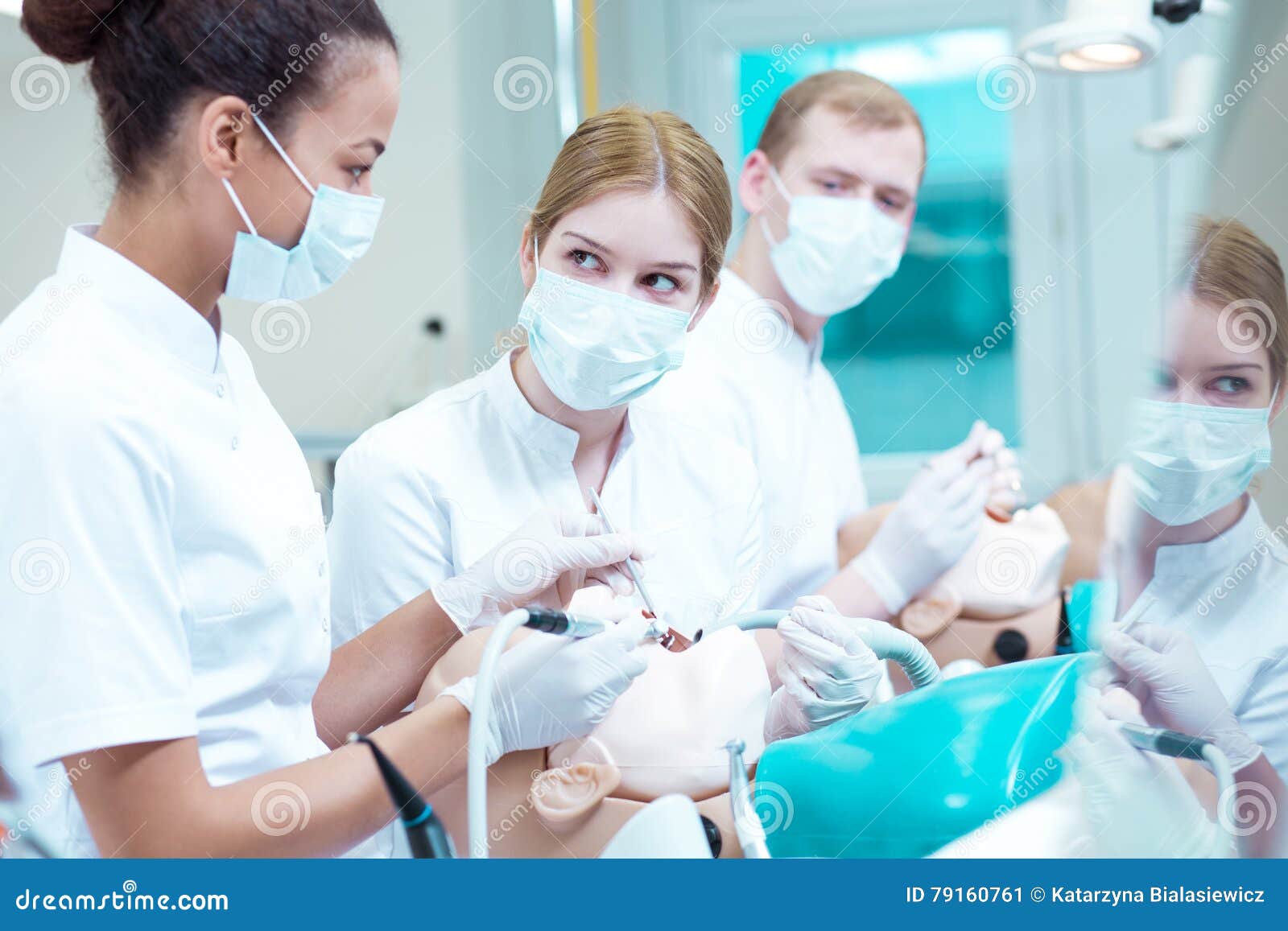 Dental Procedure, Installation Of A Cofferdam To The Patient, Modern ...