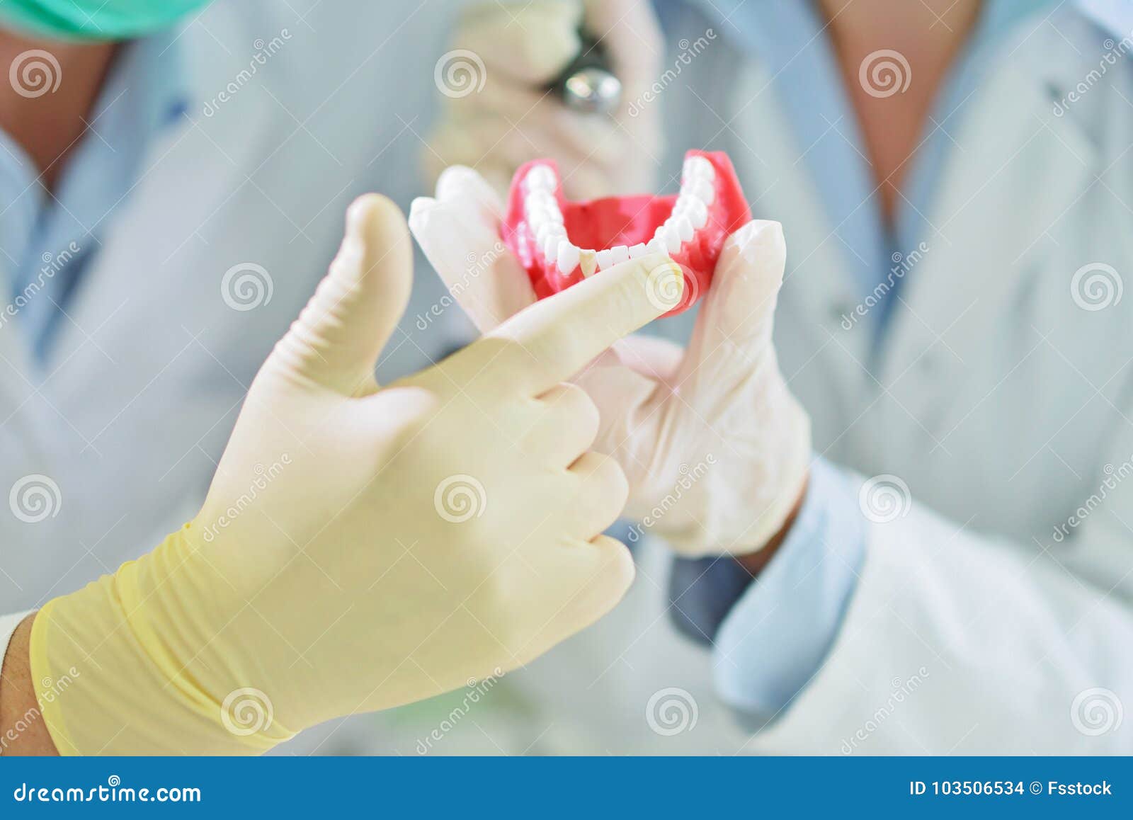 Dental Prosthesis, Dentures, Prosthetics Work. Prosthetics Hands while ...