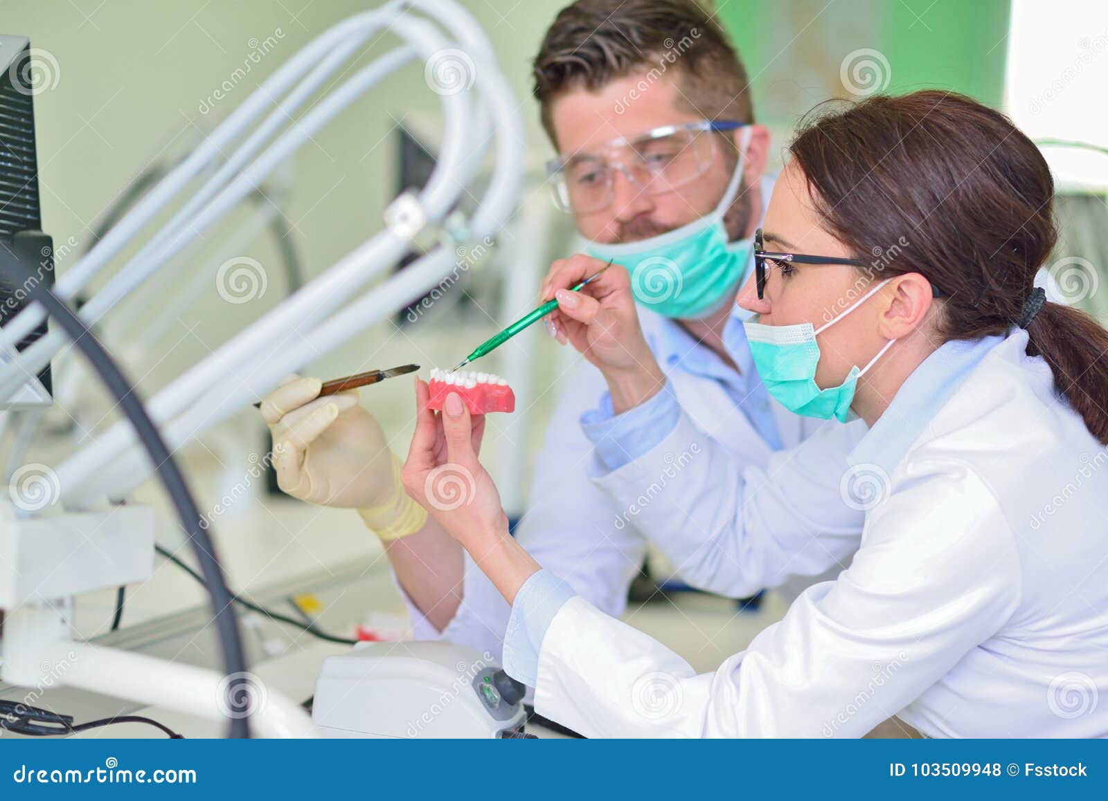 Dental Prosthesis, Dentures, Prosthetics Work. Prosthetics Hands while ...