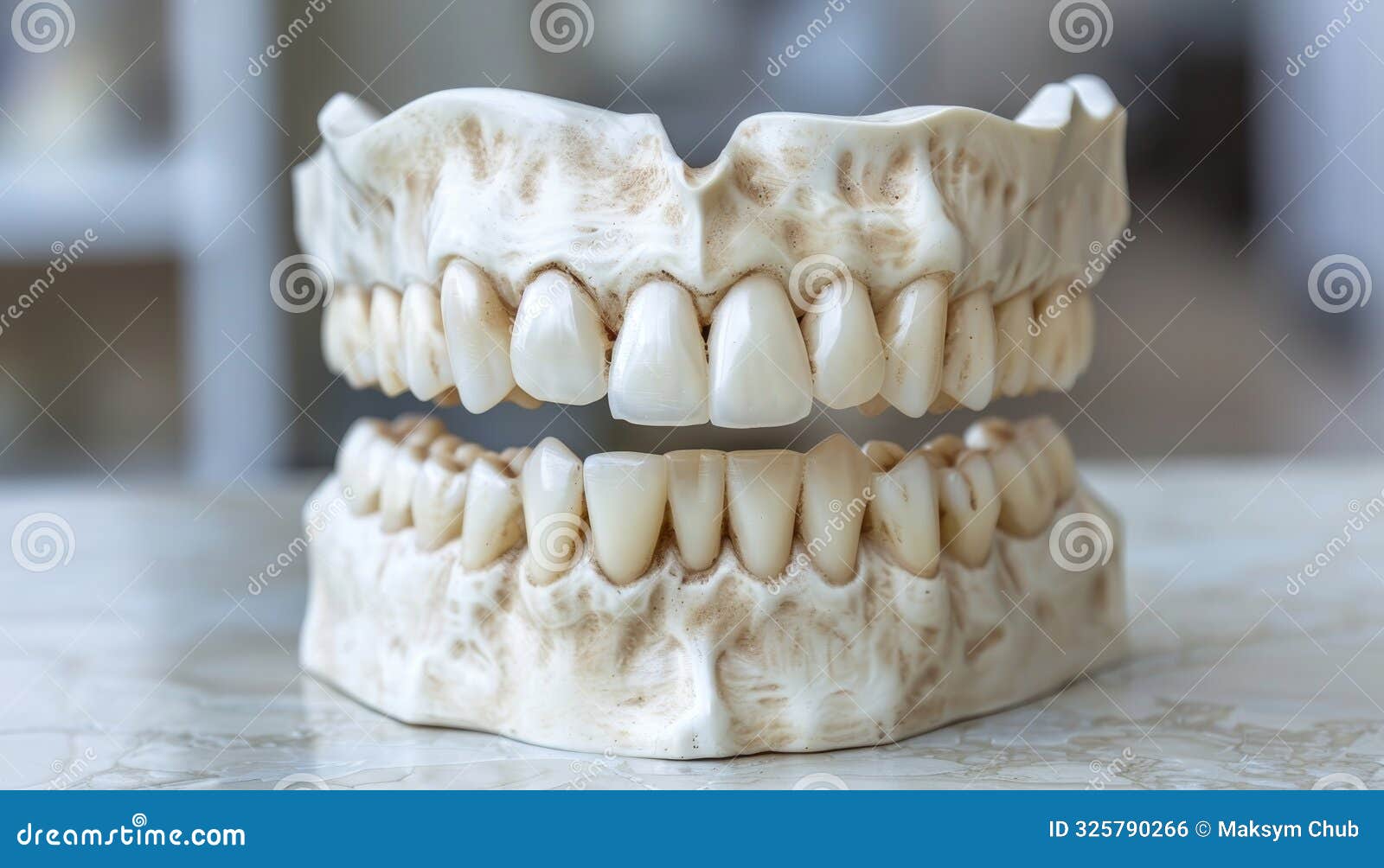 Dental Prosthesis of the Upper and Lower Jaws on a Light Background ...