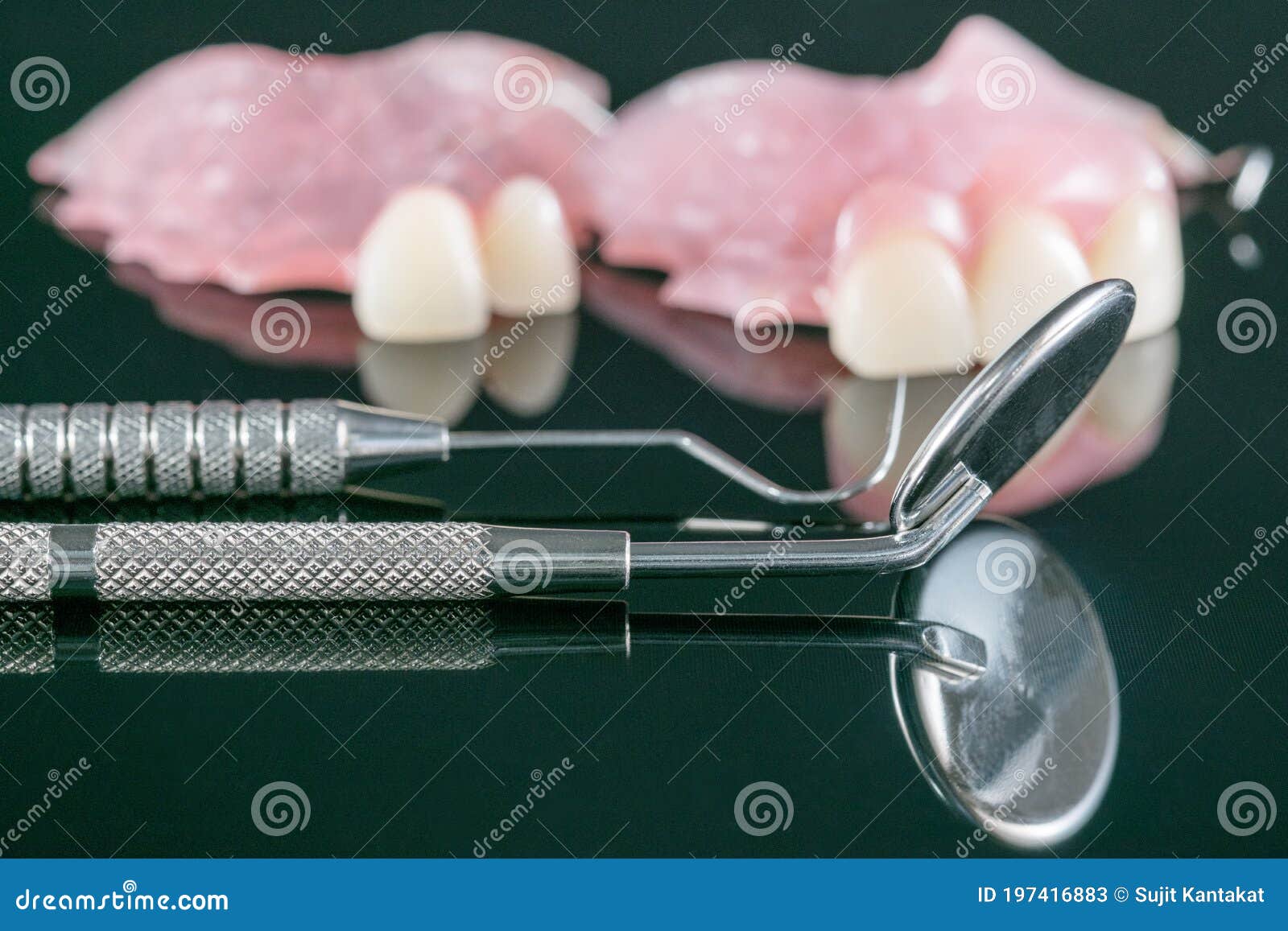 Temporary Denture and Dental Tools. Stock Image - Image of clinic ...