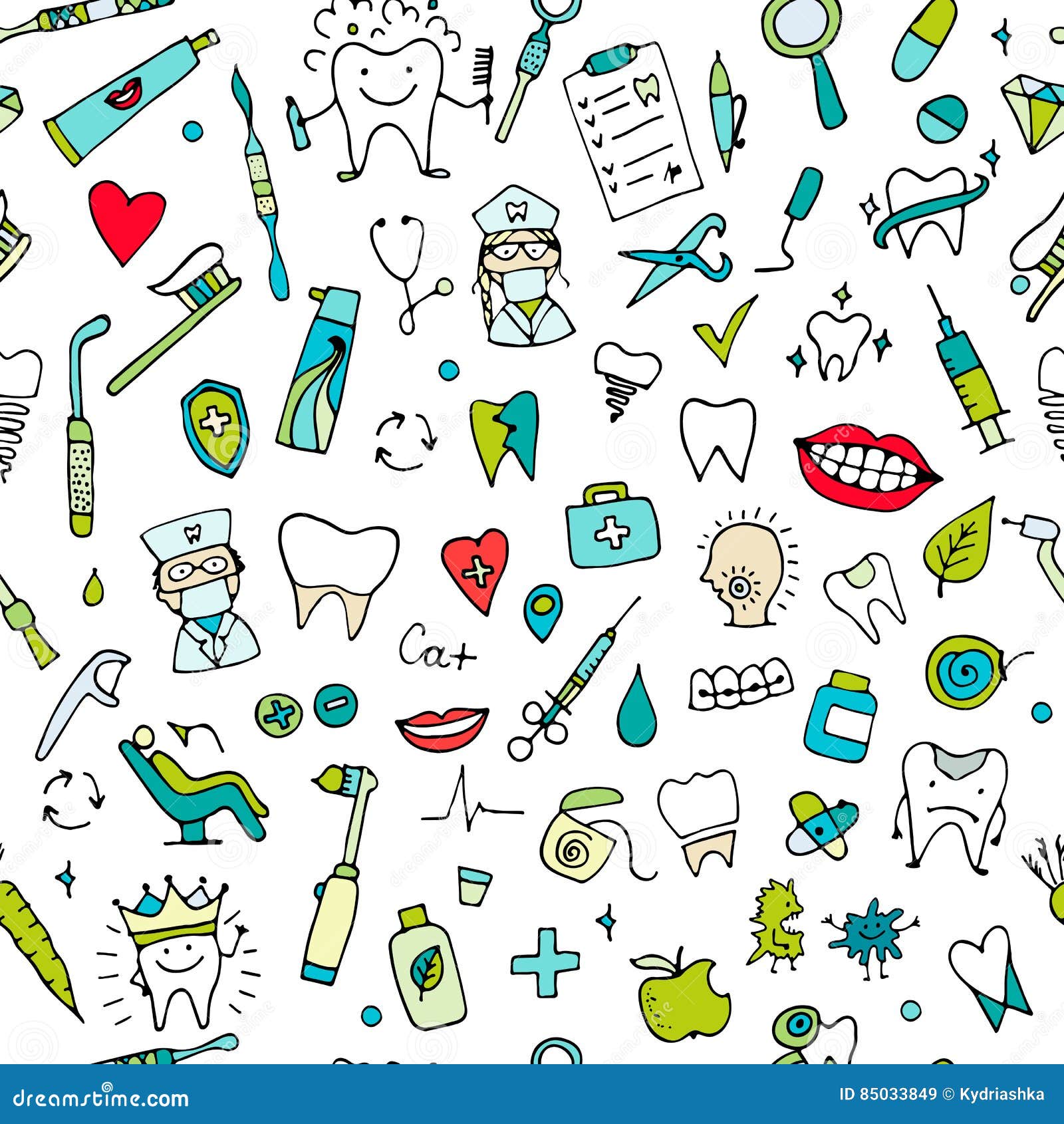 Dental Seamless Pattern, Sketch for Your Design Stock Vector ...