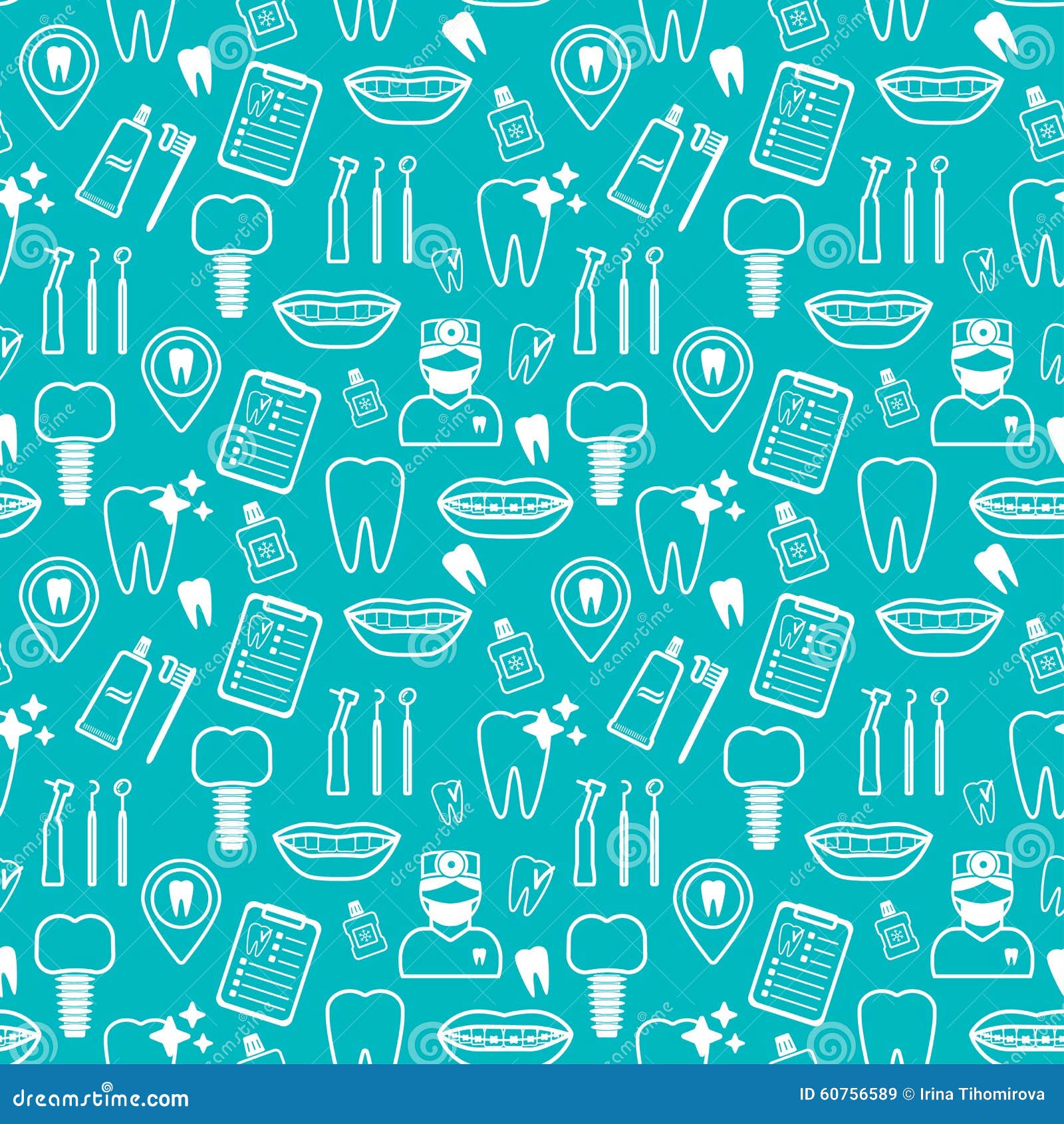 Dental Seamless Pattern. Linear Icons. Flat Design. Vector Royalty-Free ...