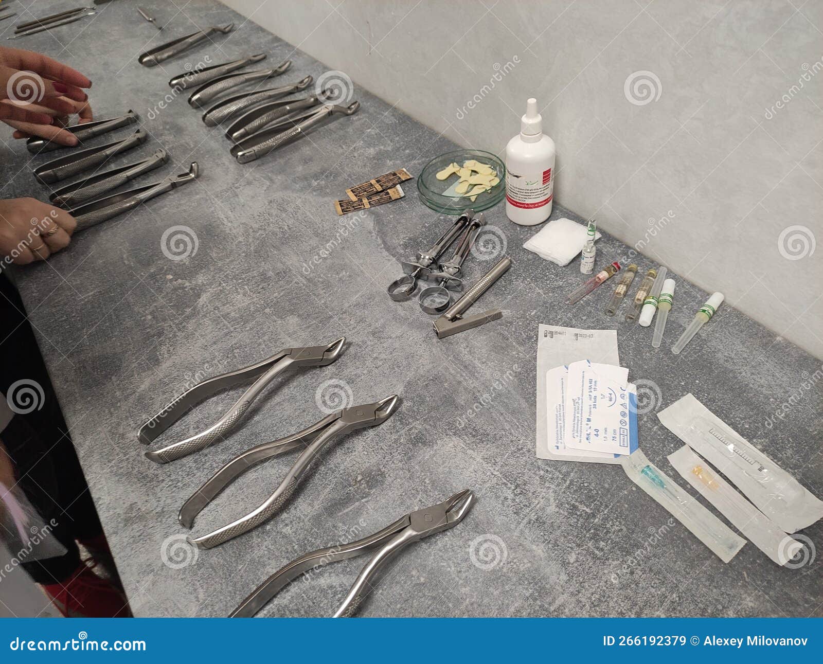 Dental Surgical Instruments on a Table Stock Image - Image of medical ...