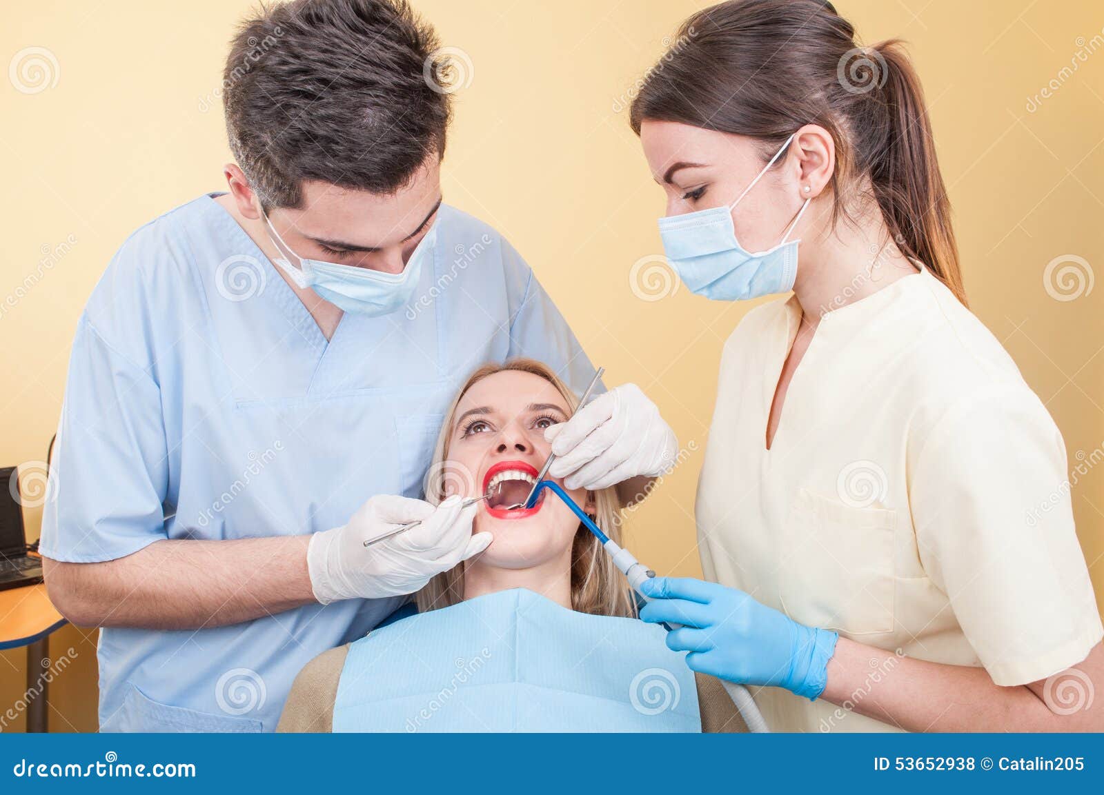 Dental Team at Work on a Dentist Office Stock Photo - Image of human ...