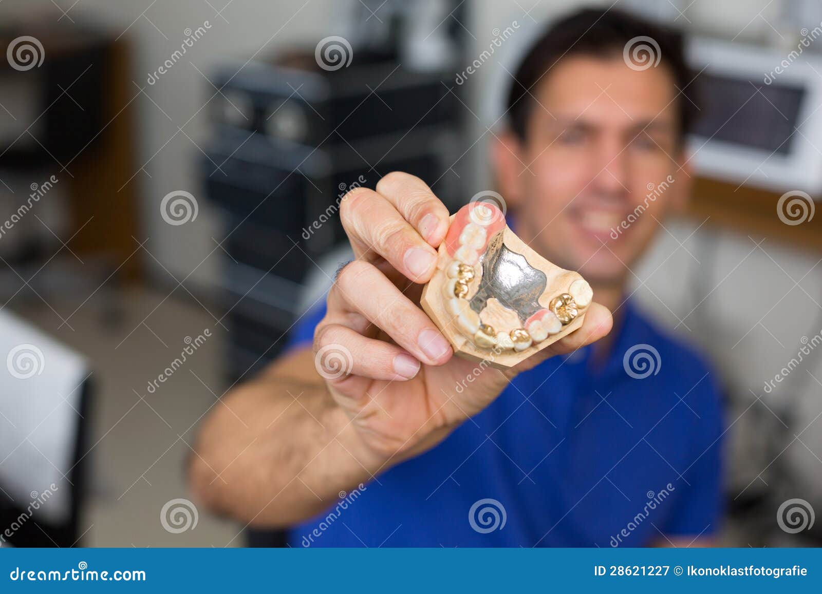 Dental Technician Presenting Dental Prosthesis Stock Image - Image of ...