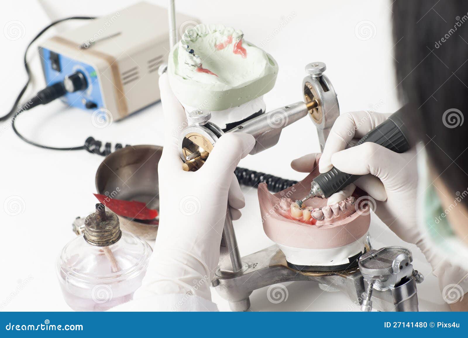 Dental Technician Working with Articulator Stock Photo - Image of ...