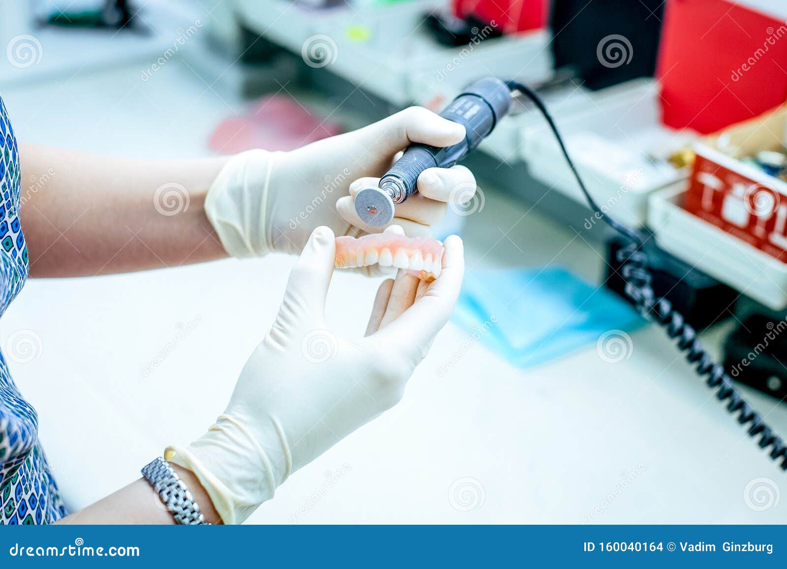 Dental Technician Working the Partial Denture Stock Photo - Image of ...