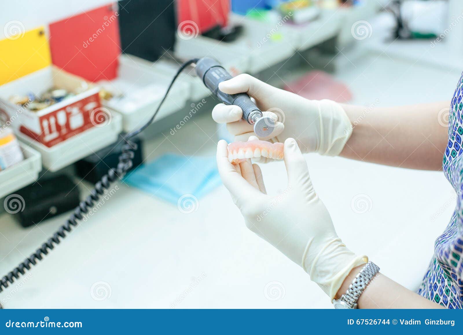 Dental Technician Working the Partial Denture Stock Photo - Image of ...