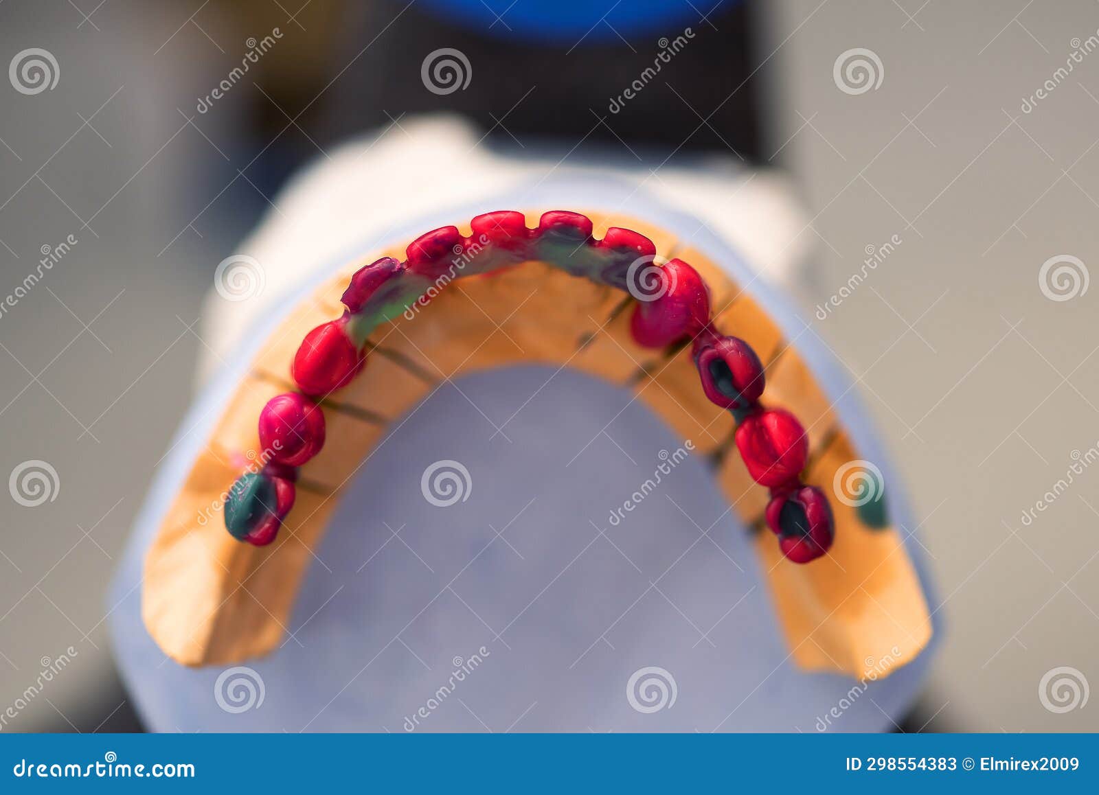Dental Technician Working with Tooth Denture at Prosthesis Laboratory ...