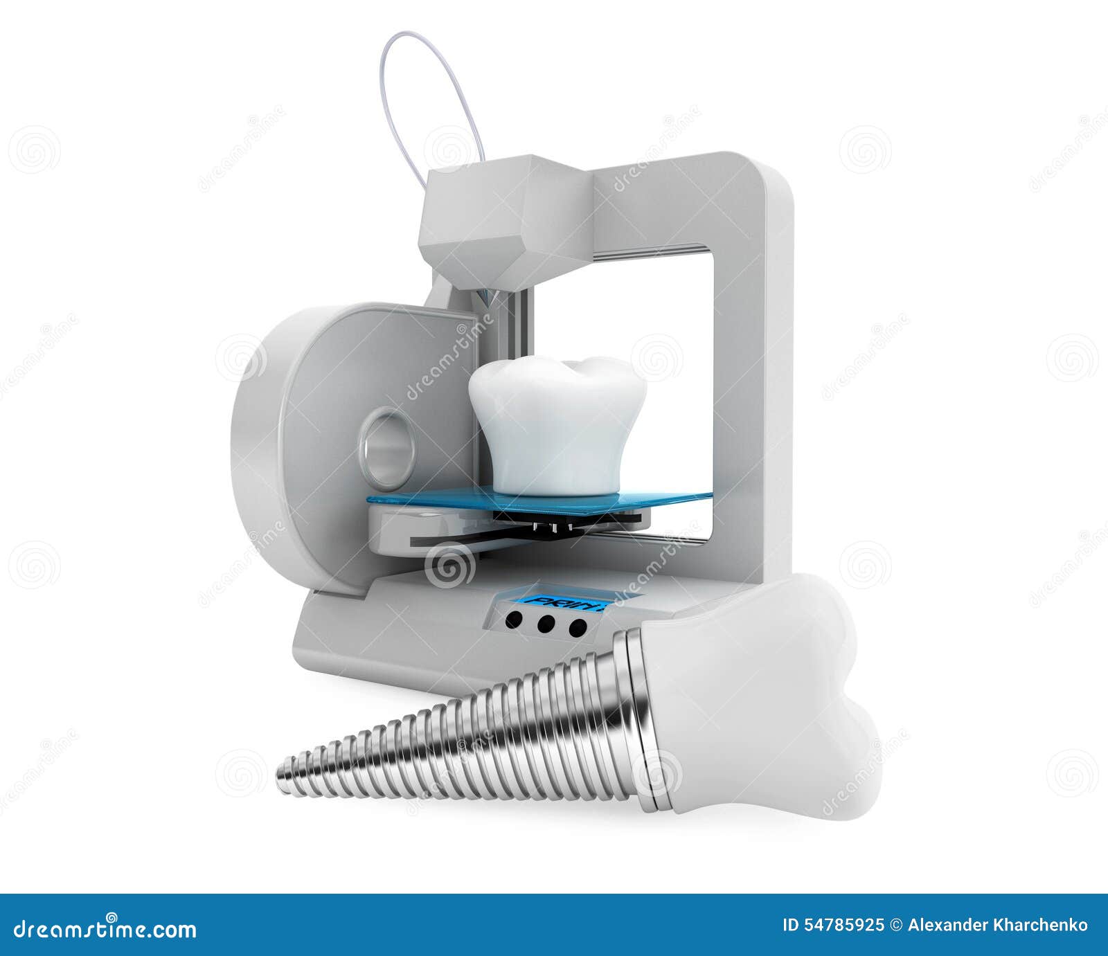 Dental Technology Concept. 3d Printer Printing Tooth Implant Stock ...