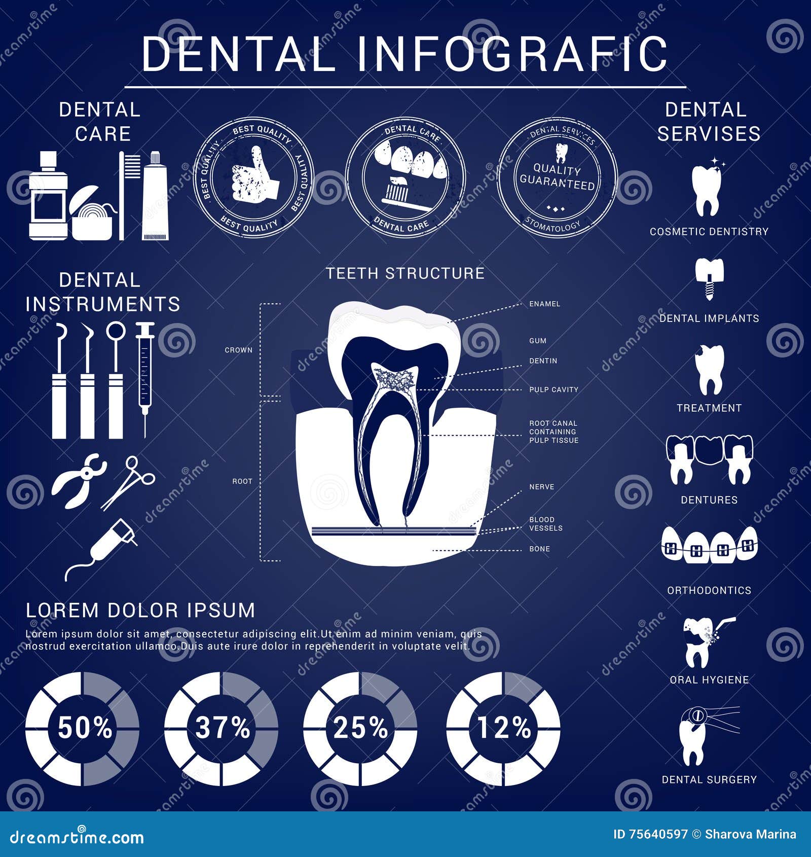 Teeth Care Infographics With Icons Banners And Charts Vector ...