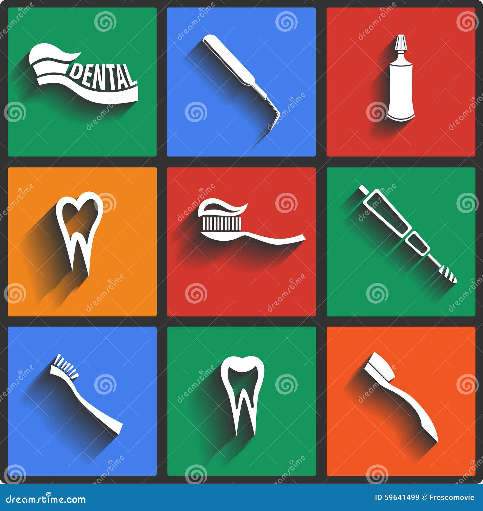Dental theme icons stock vector. Illustration of braces - 59641499