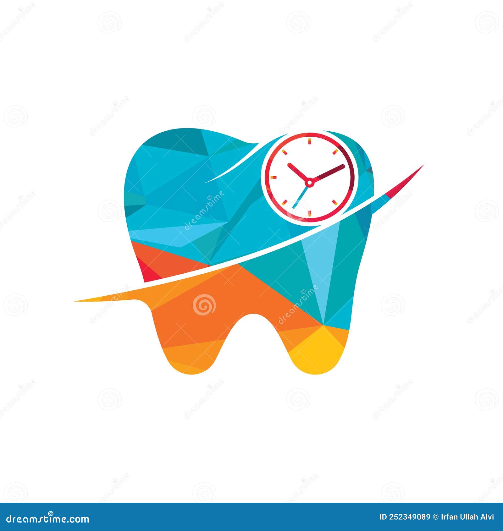 Dental Time Vector Logo Design Template. Human Tooth and Clock Icon ...