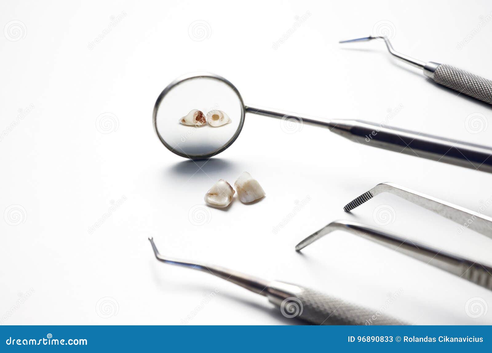 Dental Tools and Remove Teeth at Clinic on White Stock Image - Image of ...
