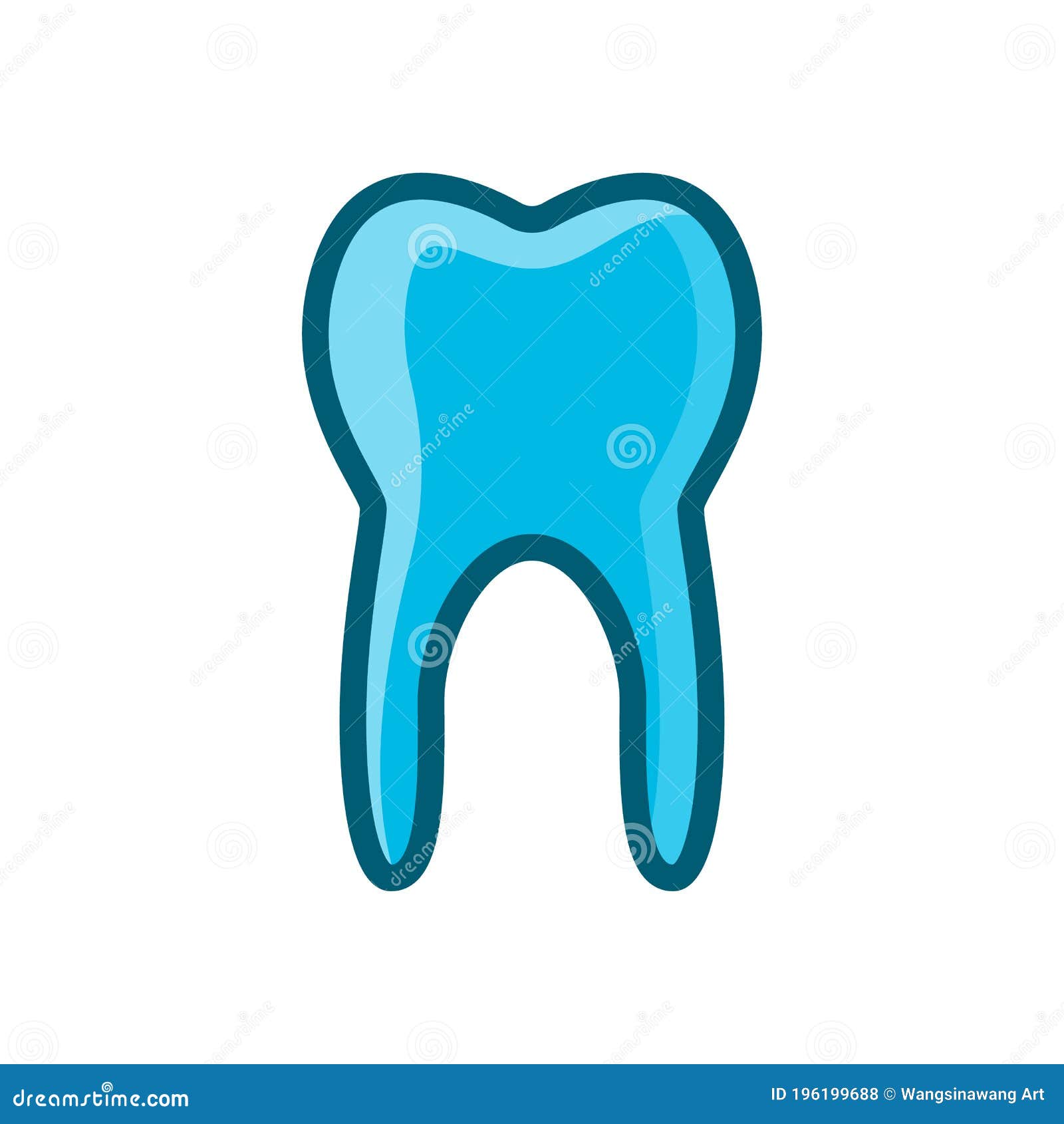 Dental Tooth Blue Icon Vector Illustration Isolated on White Background ...