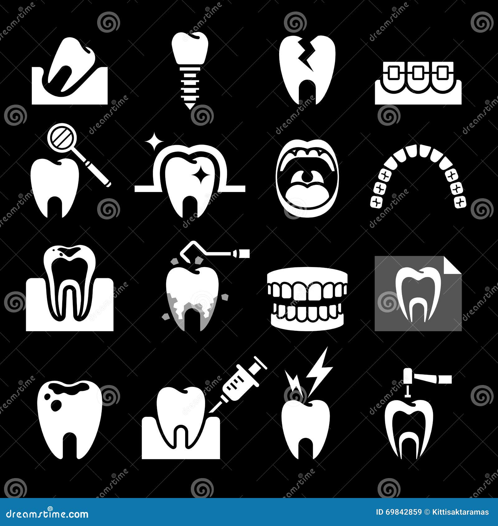 Dental Tooth Icons. Vector. Stock Vector - Illustration of beautiful ...