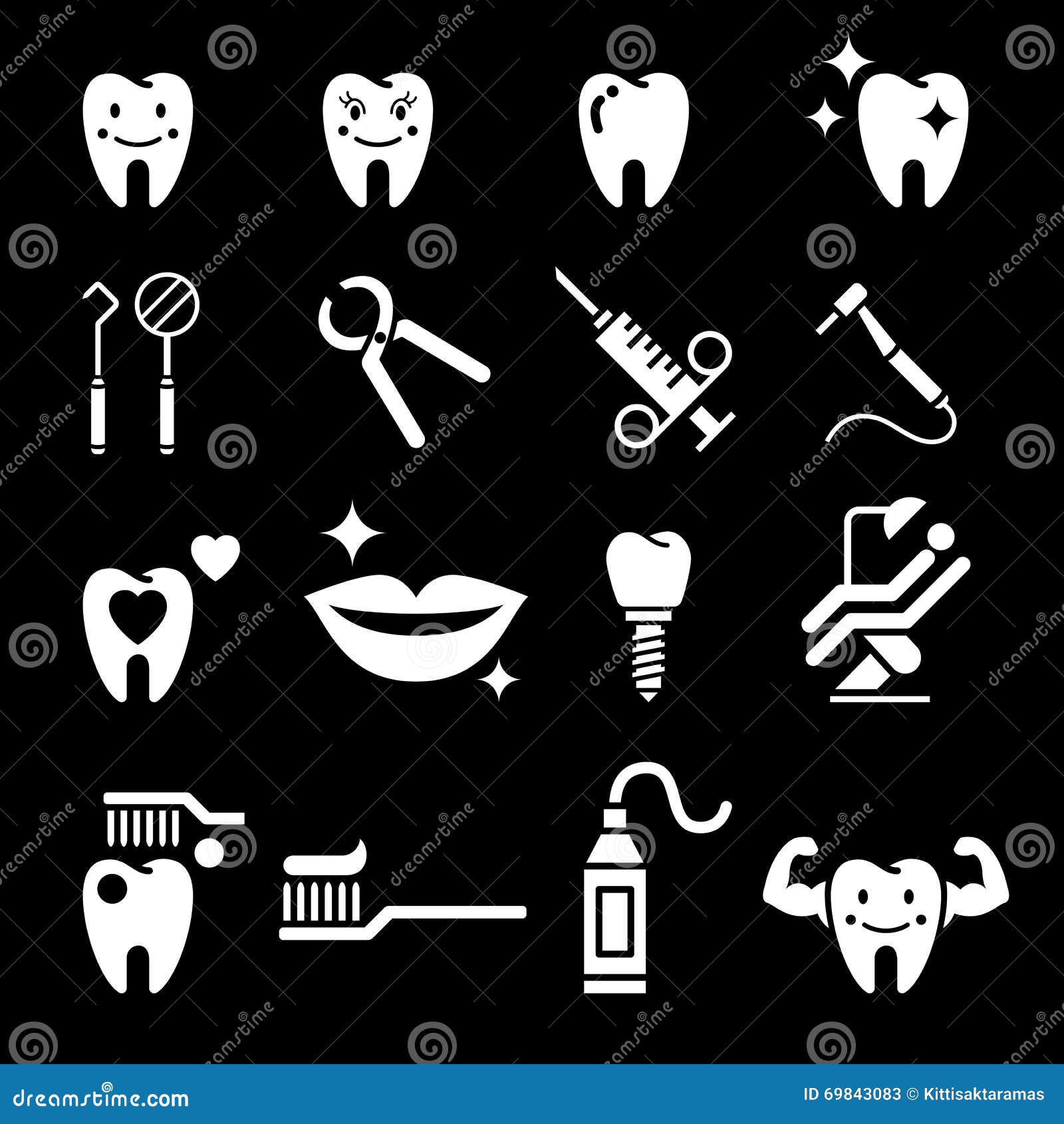 Dental Tooth Icons. Vector. Stock Vector - Illustration of dental ...