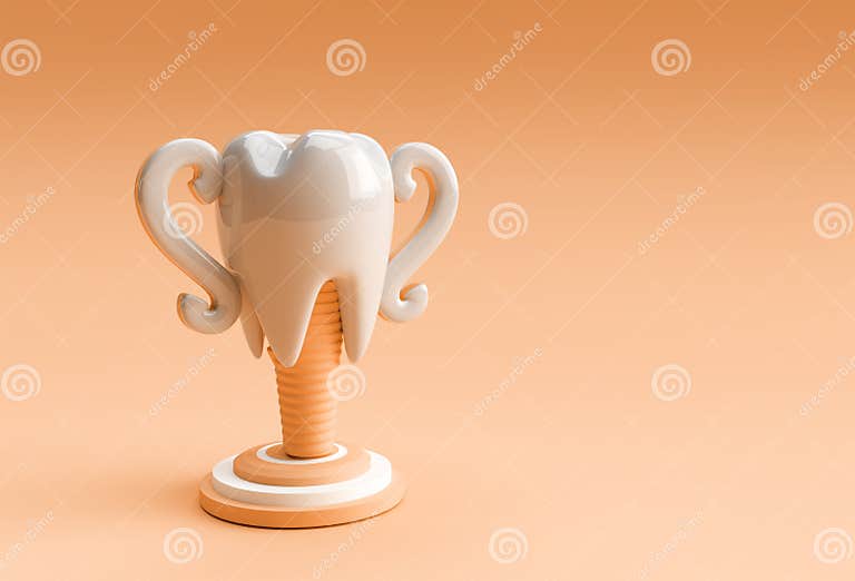 Dental Trophy Model of Premolar Tooth 3D Rendering Stock Illustration ...