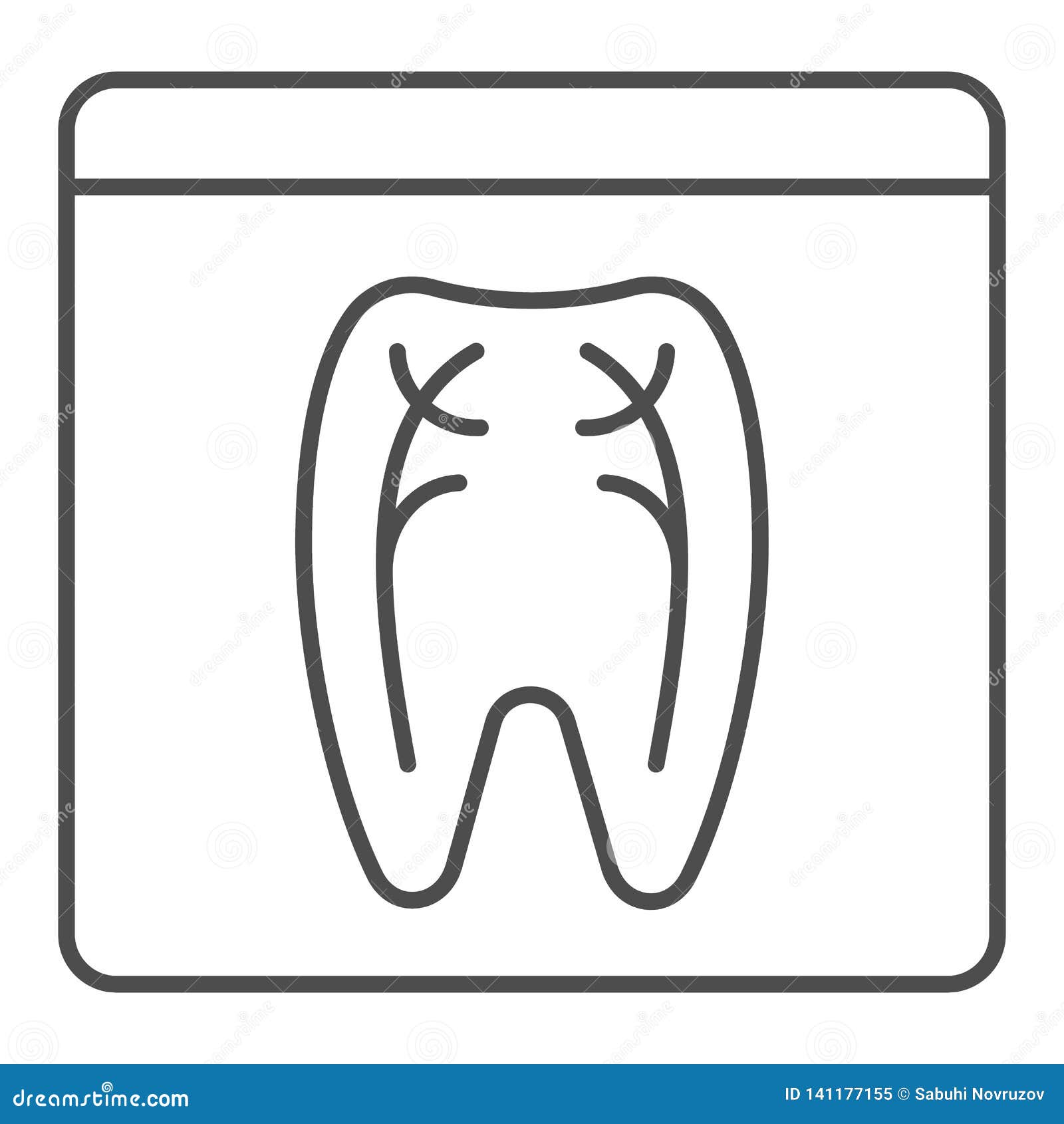 Dental Xray Line Icon. Tooth Xray Vector Illustration Isolated On White ... Dental Xray Line Icon. Tooth Xray Vector Illustration Isolated On White ...