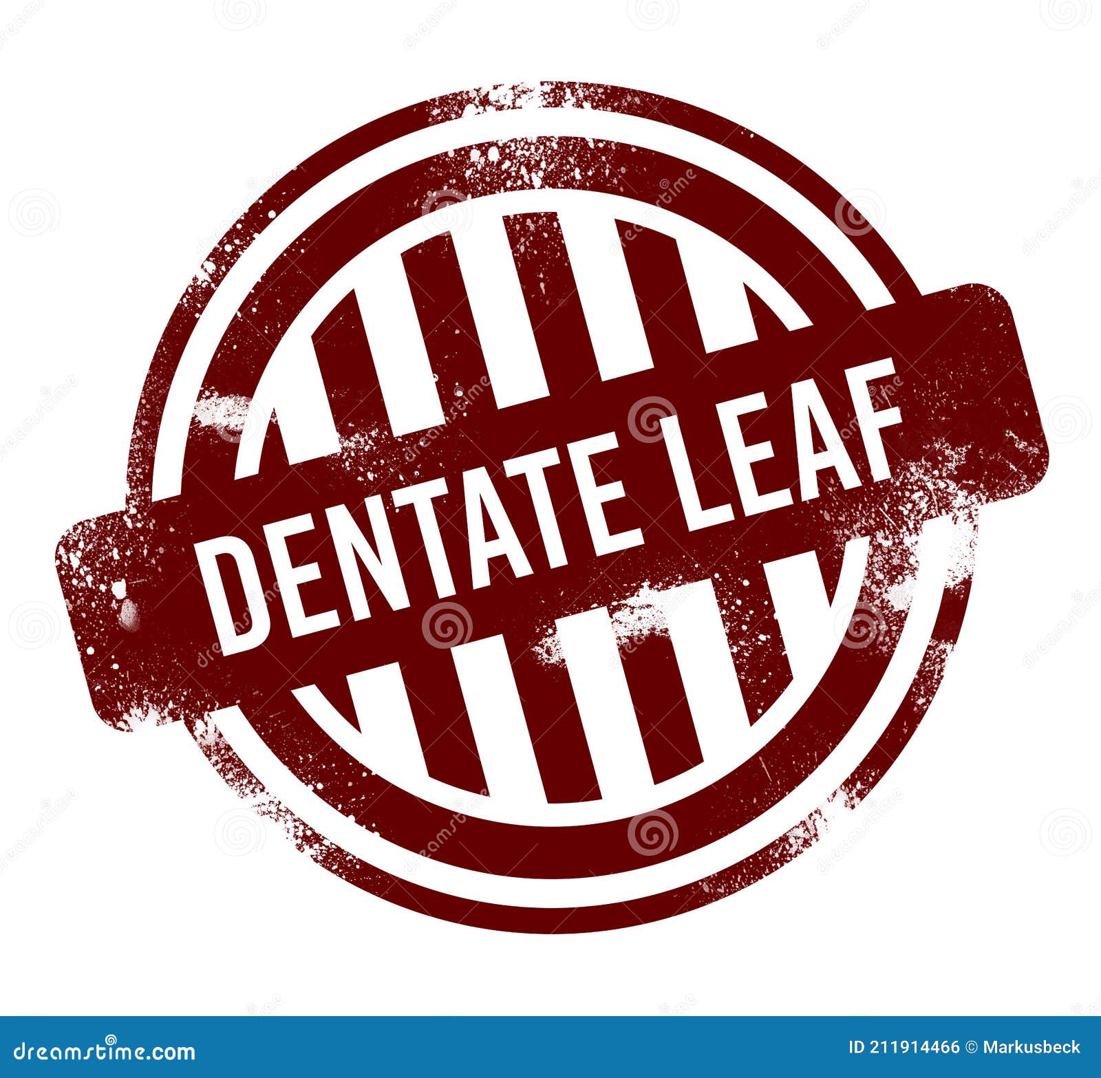Dentate Leaf - Red Round Grunge Button, Stamp Stock Illustration ...