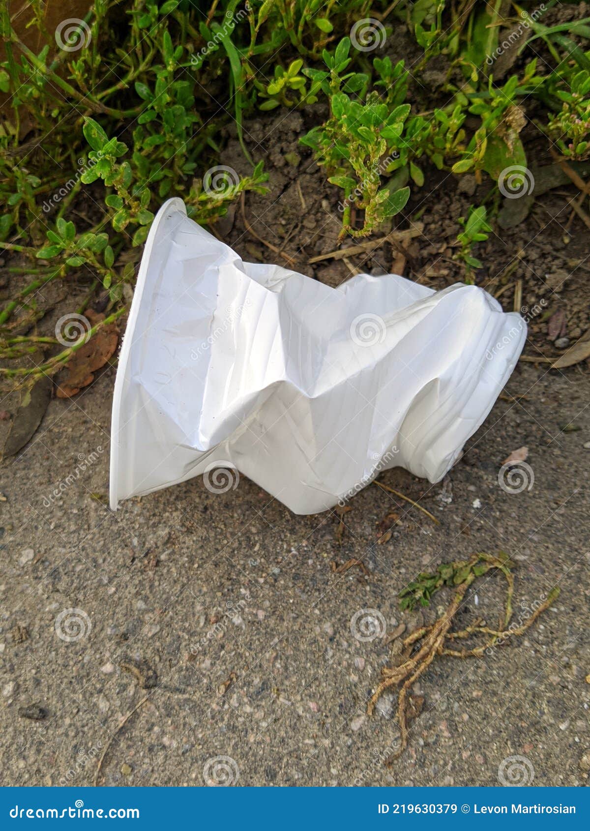 Dented and Discarded White Disposable Plastic Cup Stock Image - Image ...