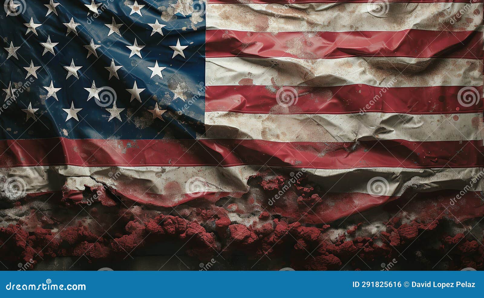 Dented Metal Texture with Painted American Flag. Generative AI Stock ...