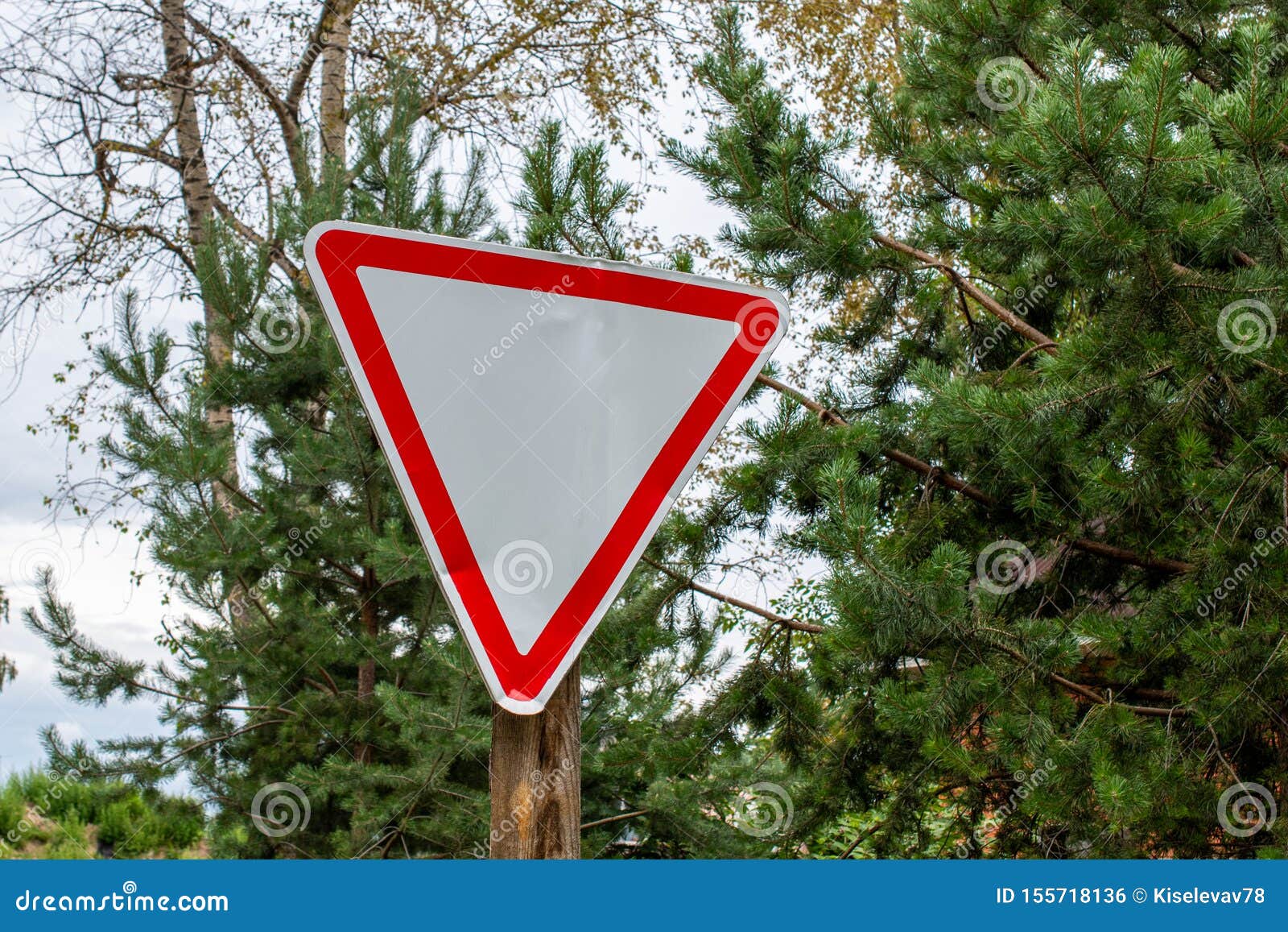 Dented road sign give way stock photo. Image of information - 155718136