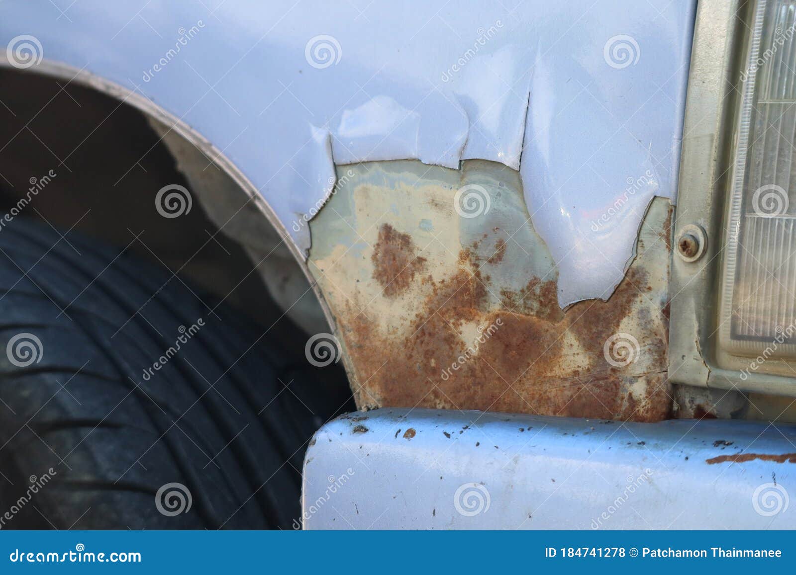 The Dented Side of the Car Body and Rust from Car Collisions, Old Car ...