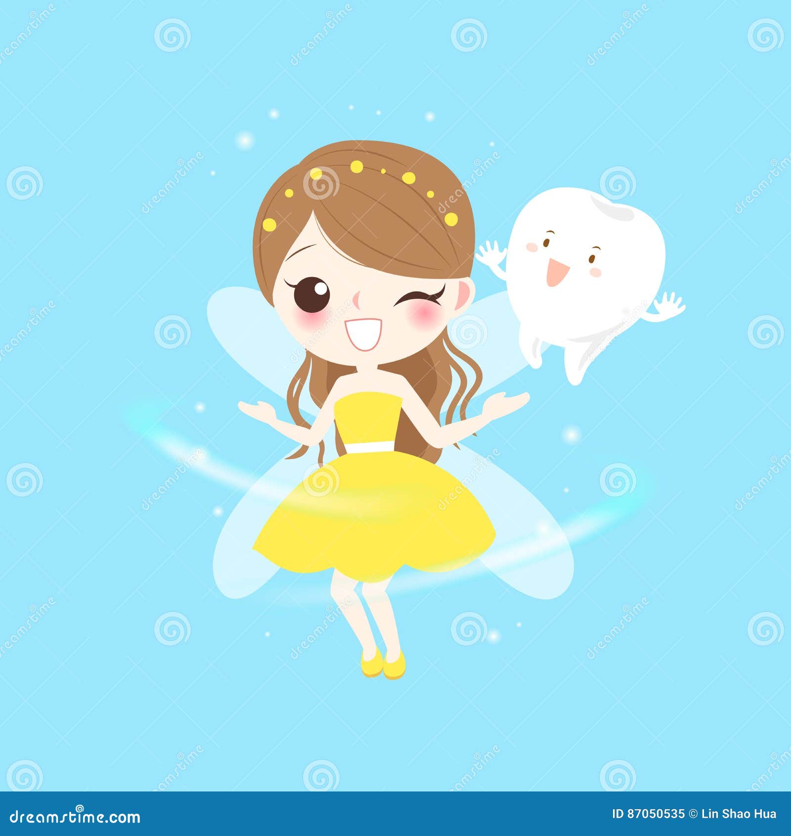 Dentes com fada de dente ilustração do vetor. Ilustração de cartoon ...