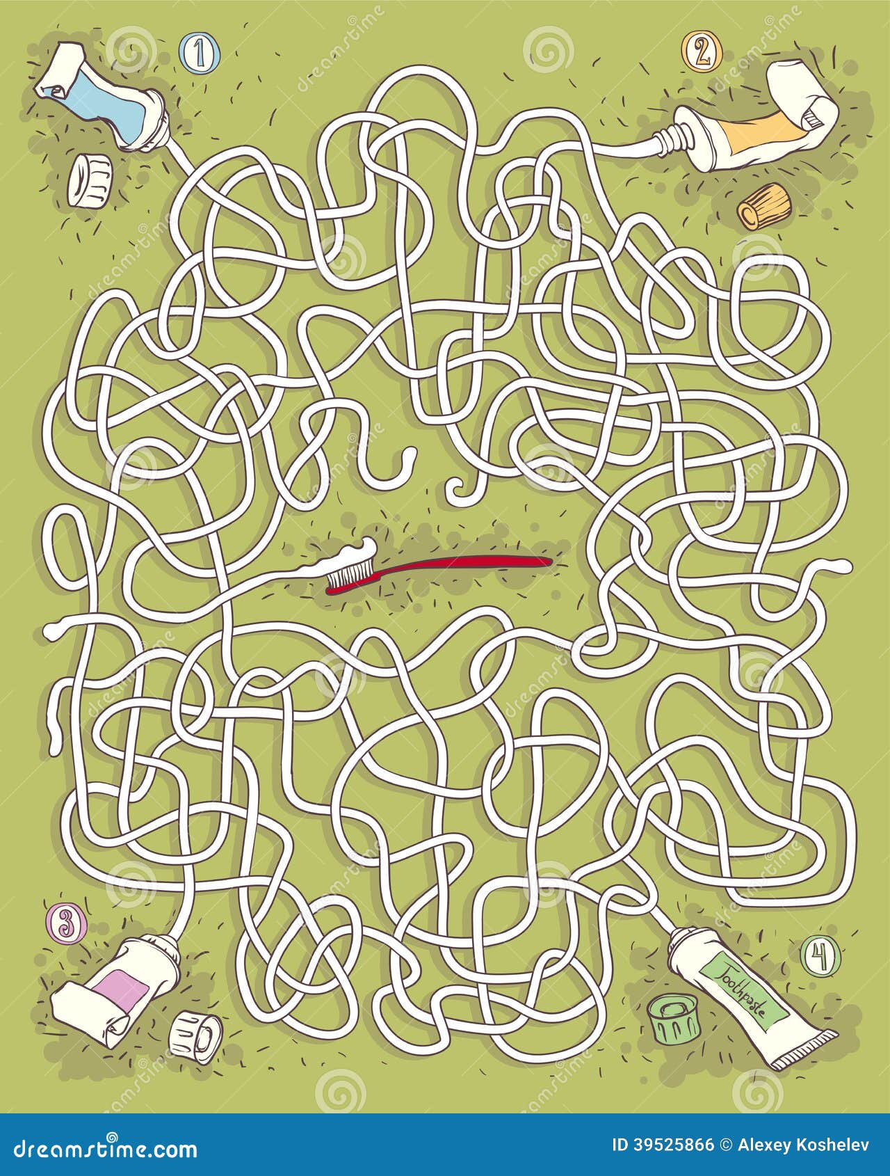 Dentifricio in Pasta Maze Game Per I Bambini Illustrazione Vettoriale ...