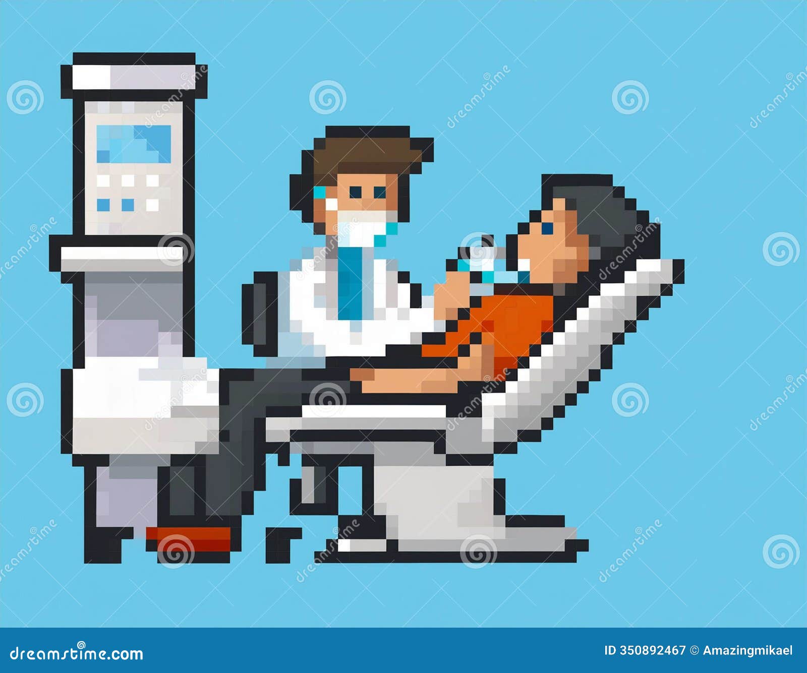 Dentist Checking Patient Teeth Pixel Art Stock Illustration ...