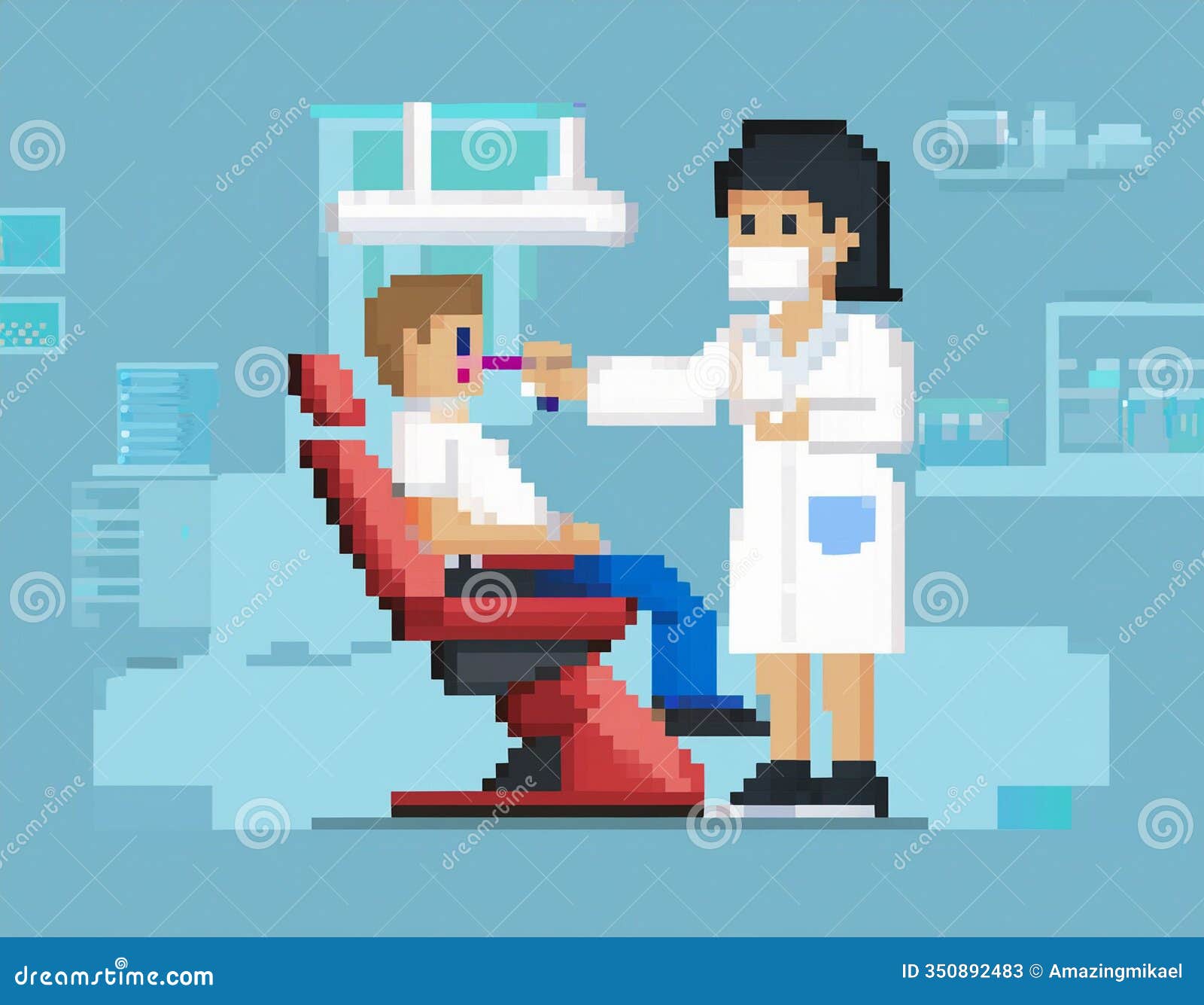 Dentist Checking Patient Teeth Pixel Art Stock Illustration ...