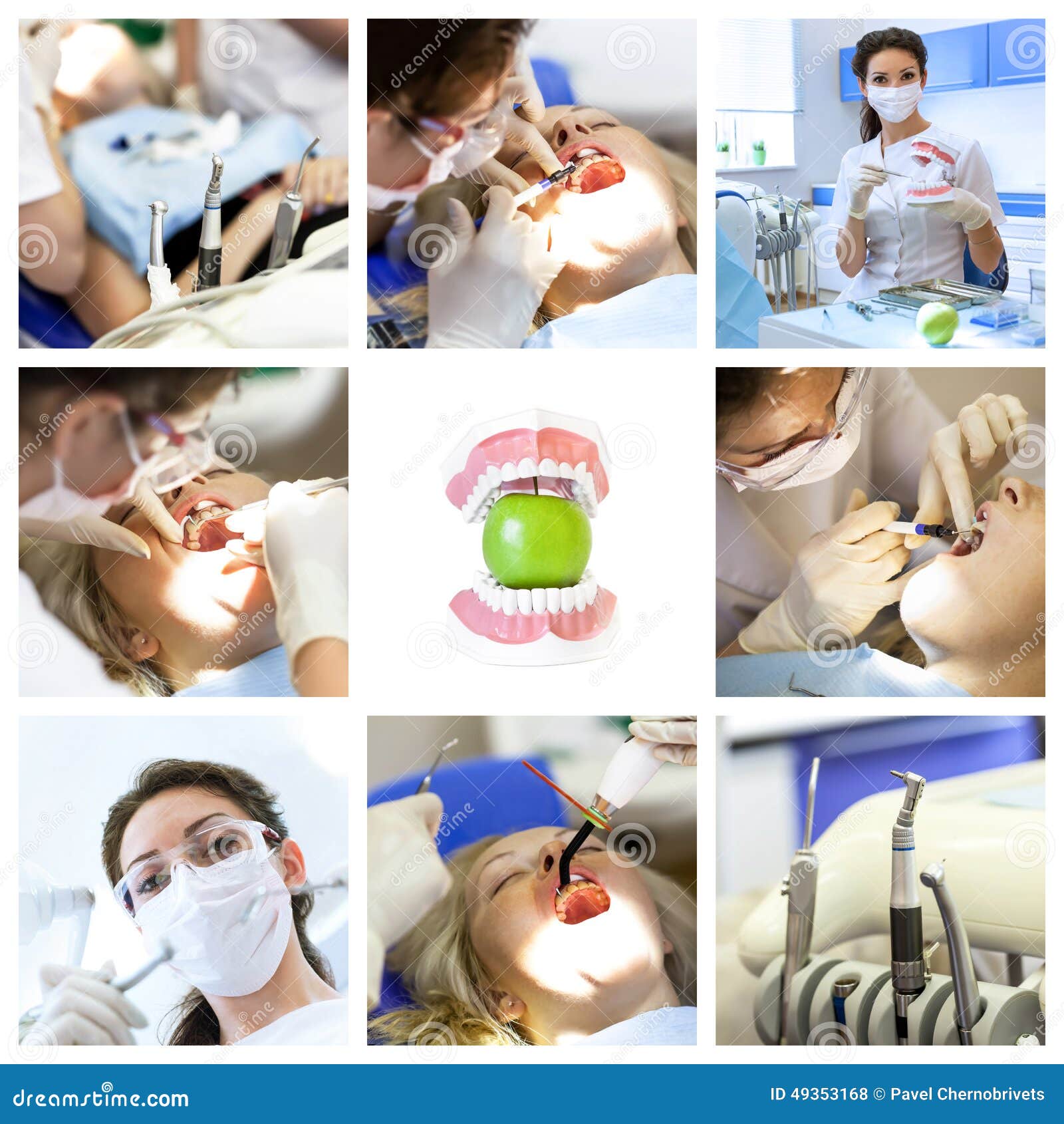 Dentist Collage with Different Views at Clinic Stock Photo - Image of ...