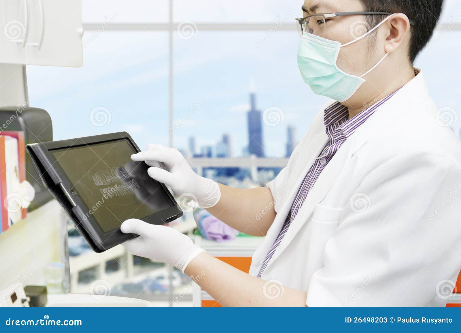 Dentist with Computer Tablet Stock Image - Image of doctor, monitor ...