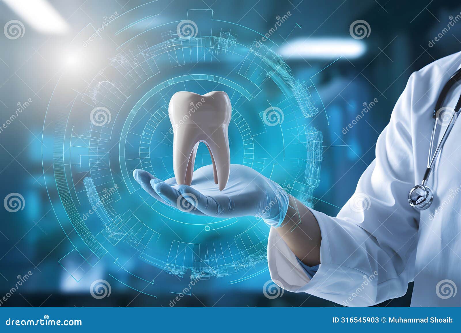 Dentist Displays 3D Tooth Model on Futuristic Interface for Advanced ... Dentist Displays 3D Tooth Model on Futuristic Interface for Advanced ...