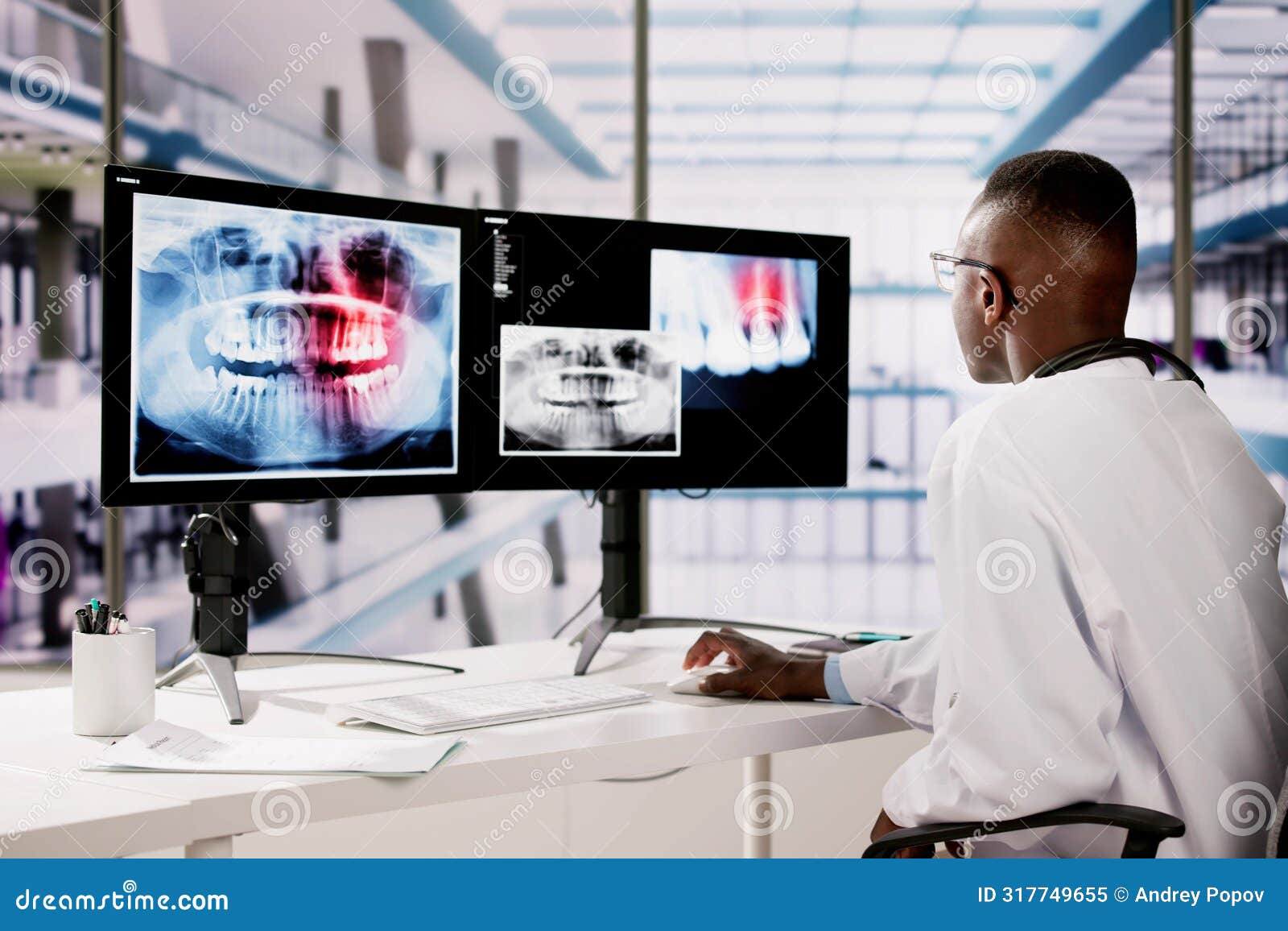 Dentist Doctor Looking at Teeth Xray Stock Image - Image of dentist ...