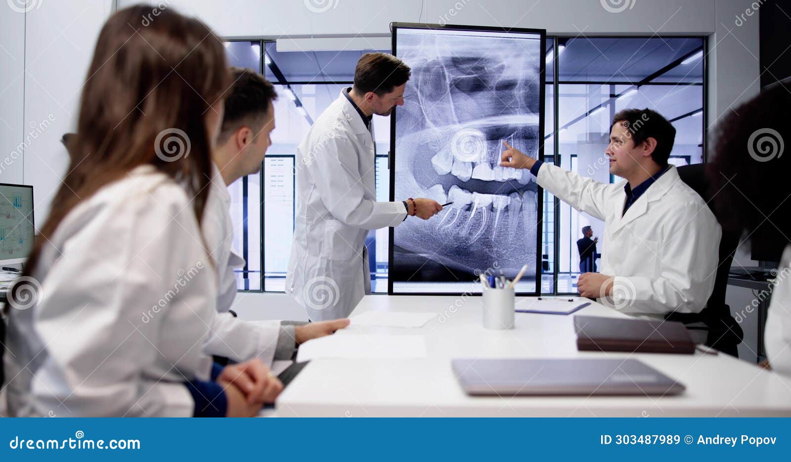 Dentist Doctor Looking at Teeth Xray Stock Image - Image of tooth ...