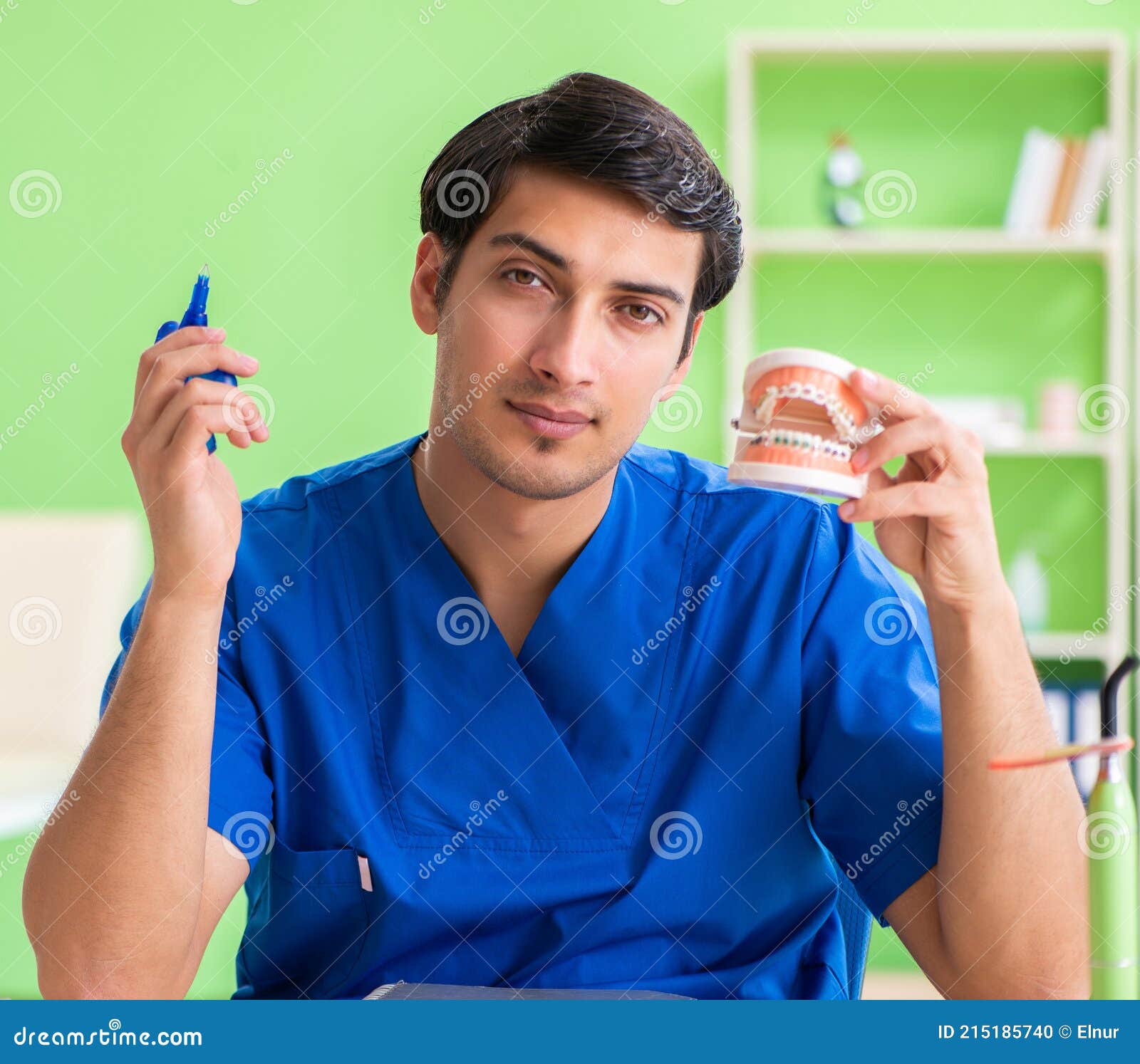 Dentist Doctor Working on New Tooth Implant Stock Photo - Image of ...
