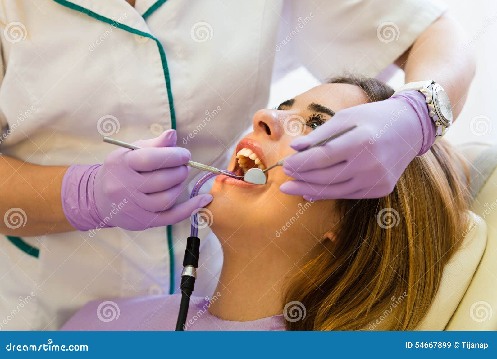 Dentist Examining Teeth at Dental Office Stock Image - Image of ...