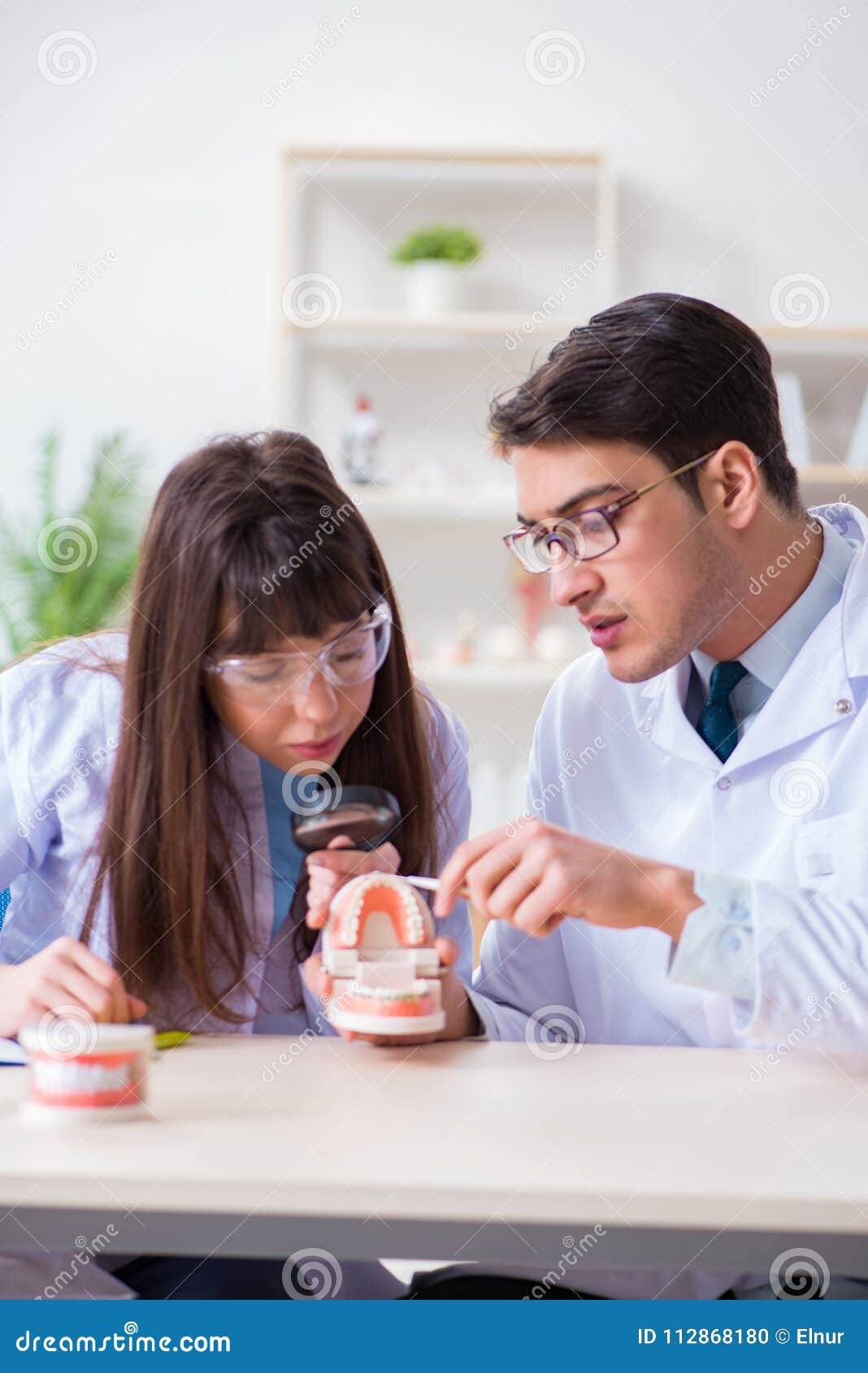 The Dentist Explaining Student Tooth Structure Stock Photo - Image of ...