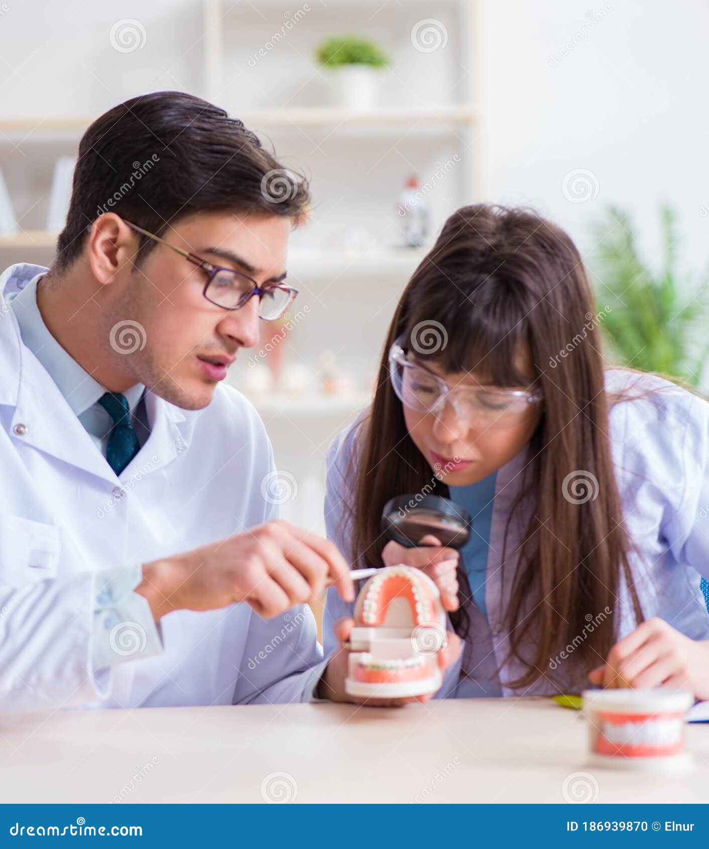 Dentist Explaining Student Tooth Structure Stock Photo - Image of ...